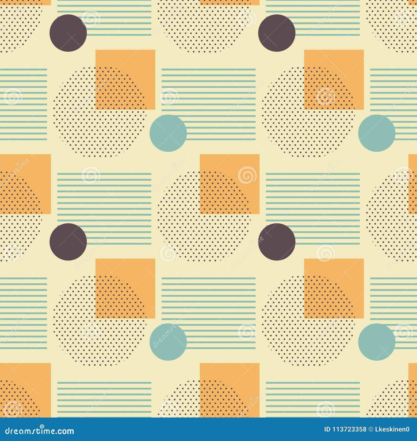 Perforated Circle and Squares Seamless Pattern Stock Vector ...