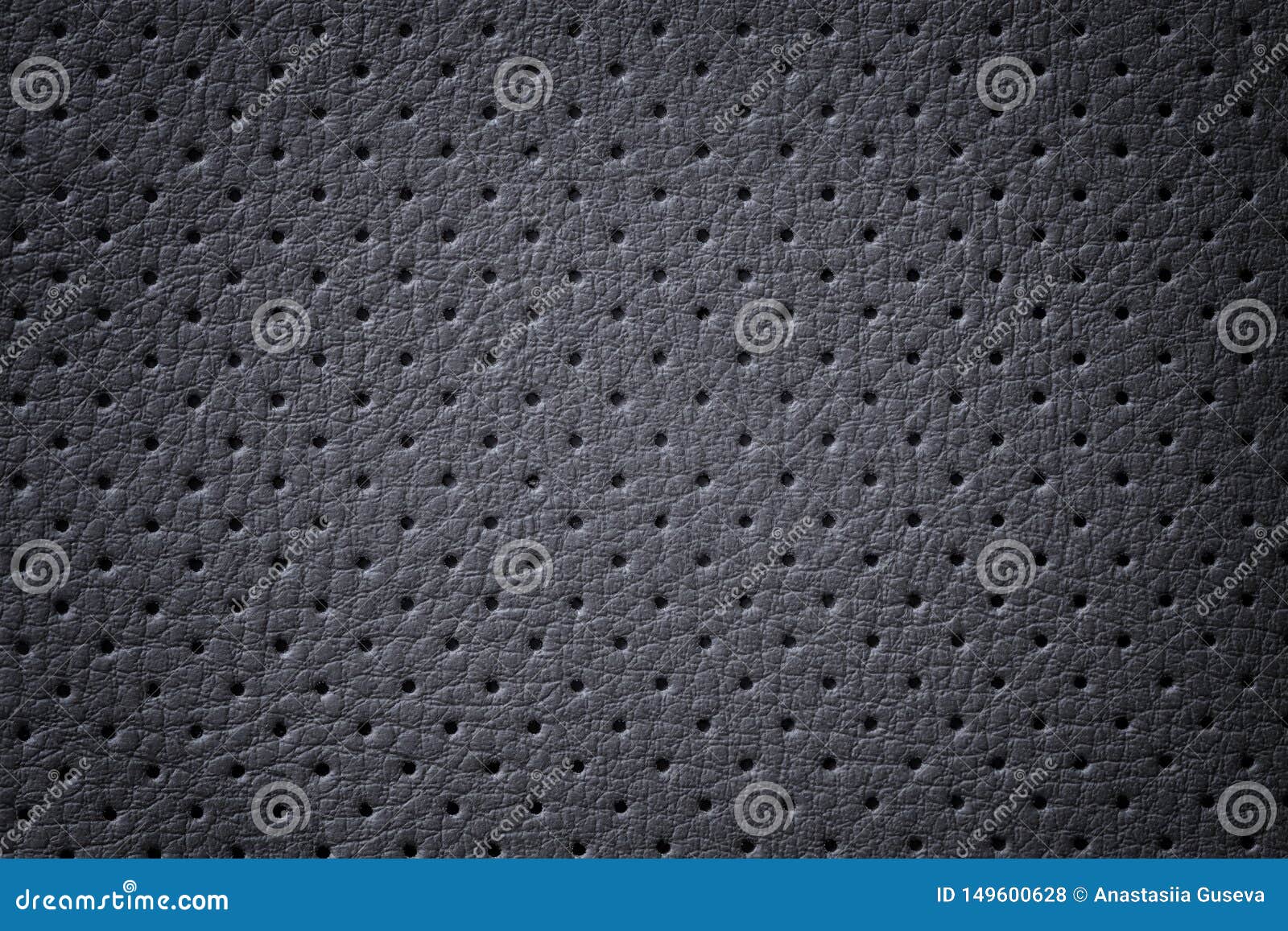 Perforated Dark Gray Leather Texture Background, Closeup. Black ...