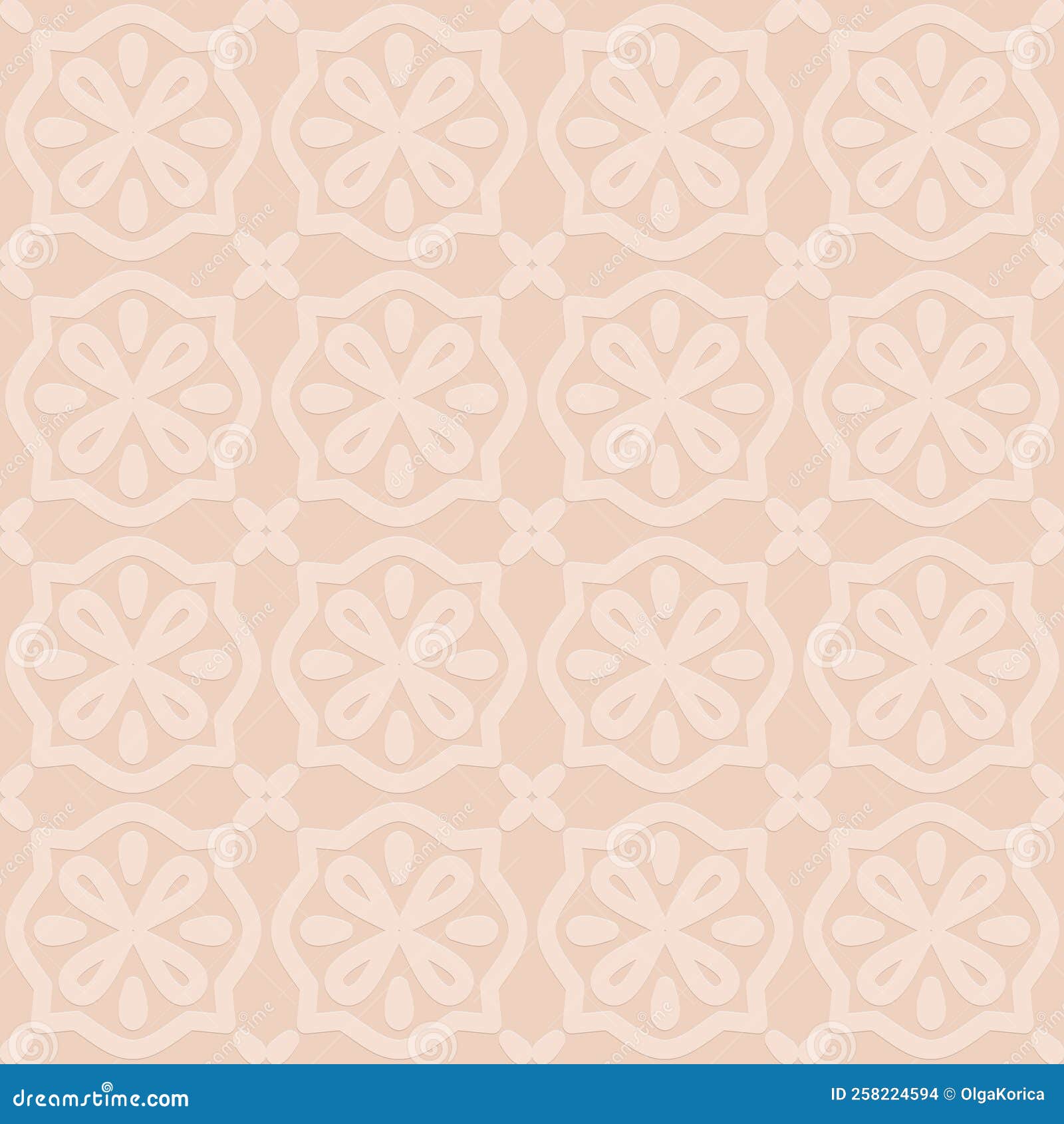 Perforated Embossed Seamless Pattern on Beige Background, Arabic ...