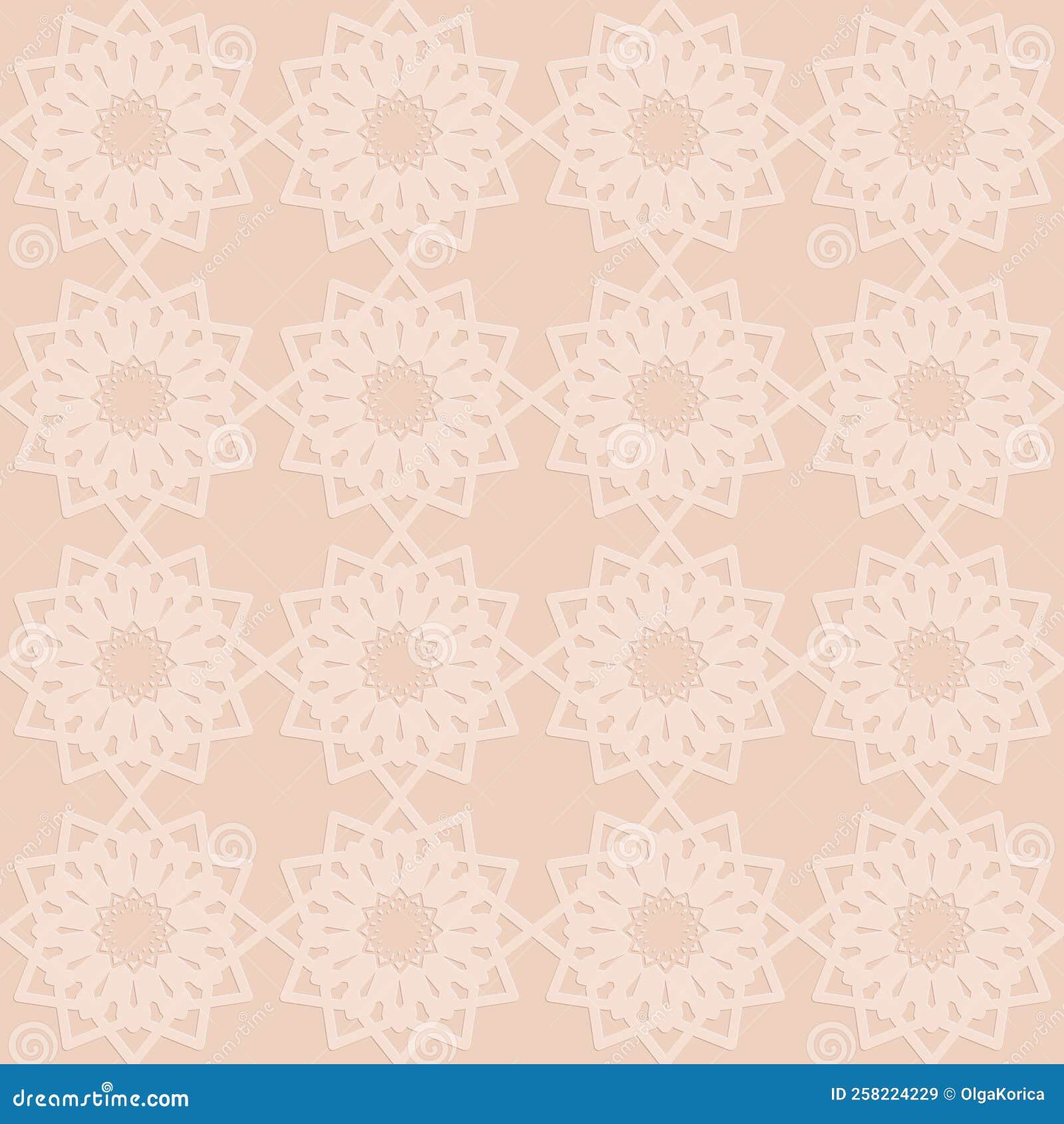 Perforated Embossed Seamless Pattern on Beige Background, Arabic ...