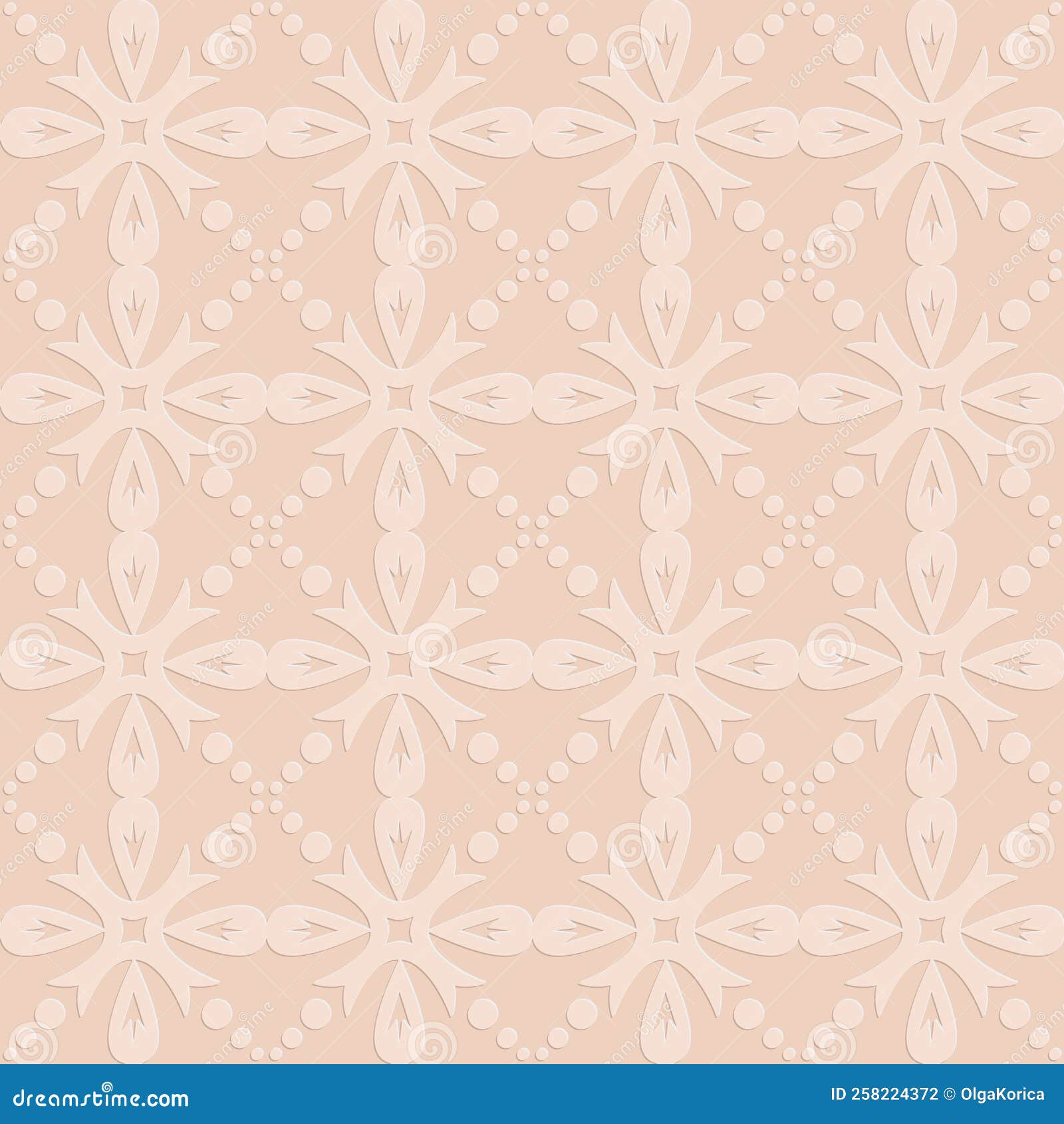 Perforated Embossed Seamless Pattern on Beige Background, Arabic ...