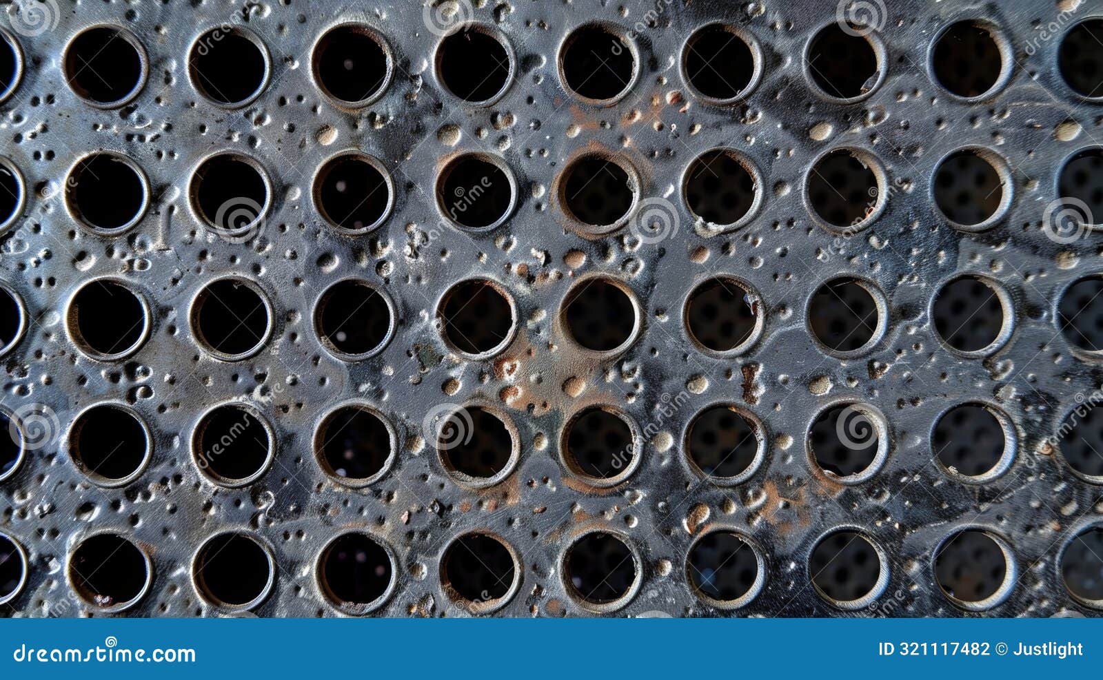 A Perforated Metal Surface with Tiny Evenly Spaced Holes Resembling a ...