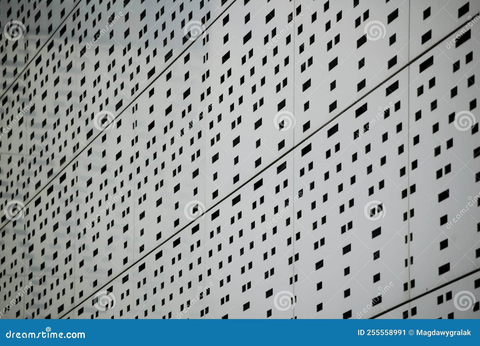 Perforated Metal Wall Background in Perspective. Stock Image - Image of ...