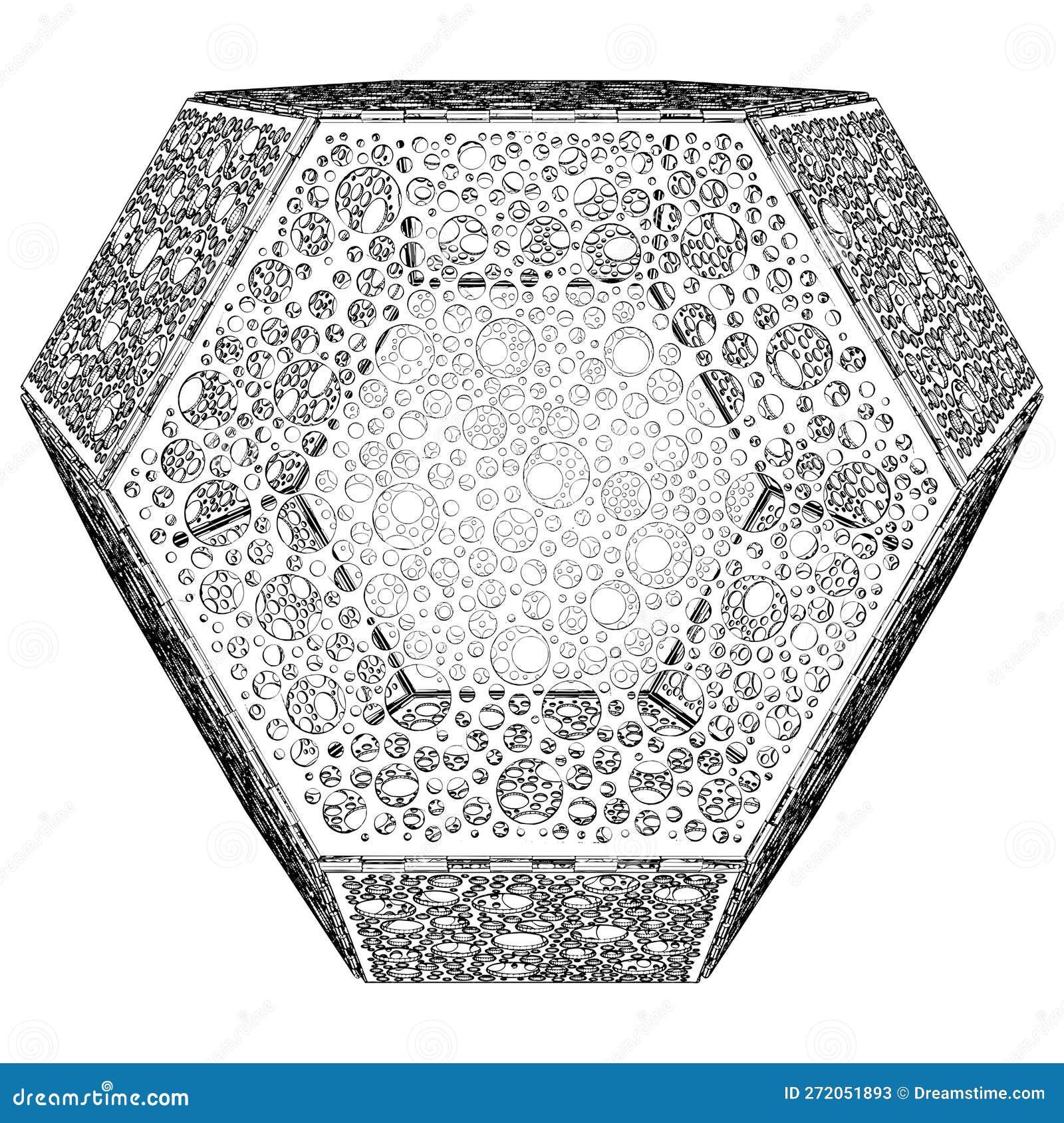 Perforated Polyhedron with Hexagon and Square Sides Solid Shape Vector ...