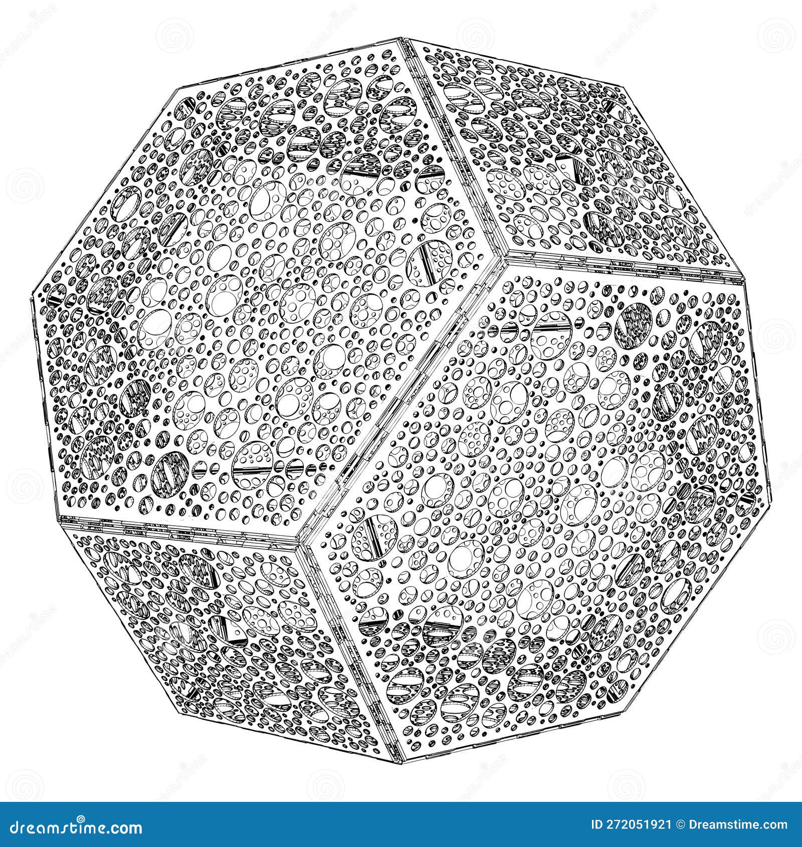 Perforated Polyhedron with Hexagon and Square Sides Solid Shape Vector ...