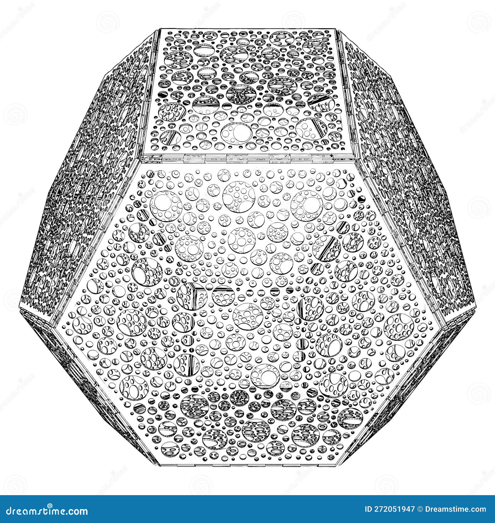 Perforated Polyhedron with Hexagon and Square Sides Solid Shape Vector ...