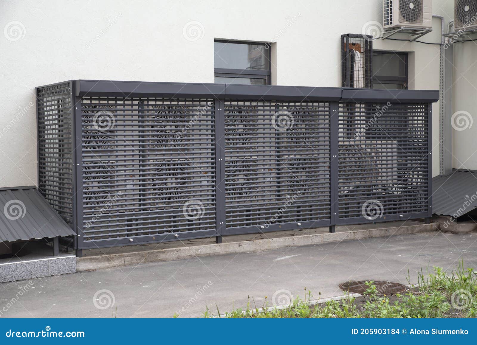 Perforated Roller Shutters for Air Conditioner Stock Photo - Image of ...