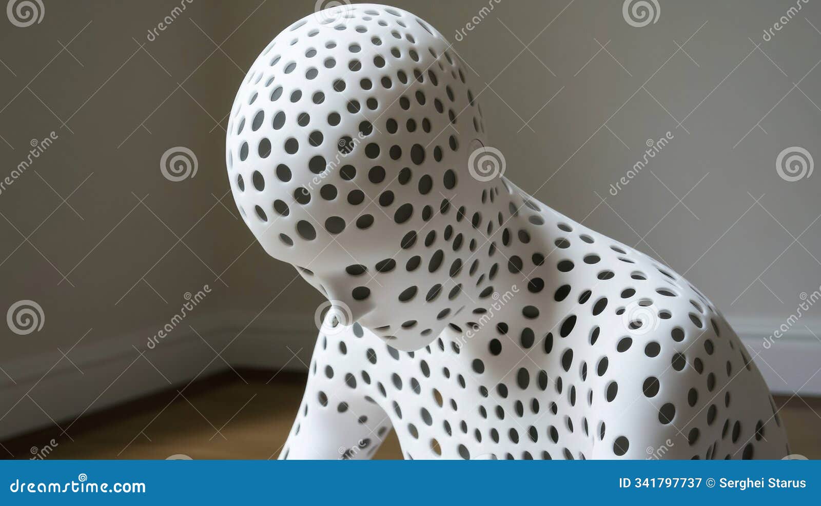 Perforated Sculpture of a Human Figure in a Contemplative Pose, AI ...