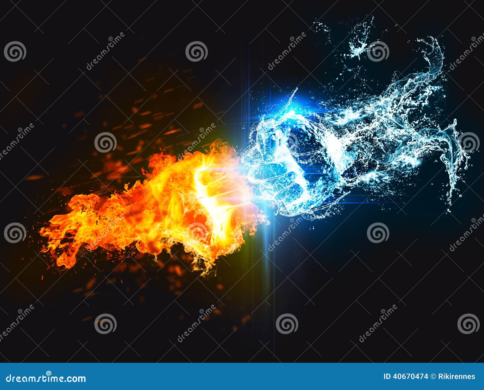 Perforazione Di Fuoco Contro Acqua Illustrazione di Stock ...