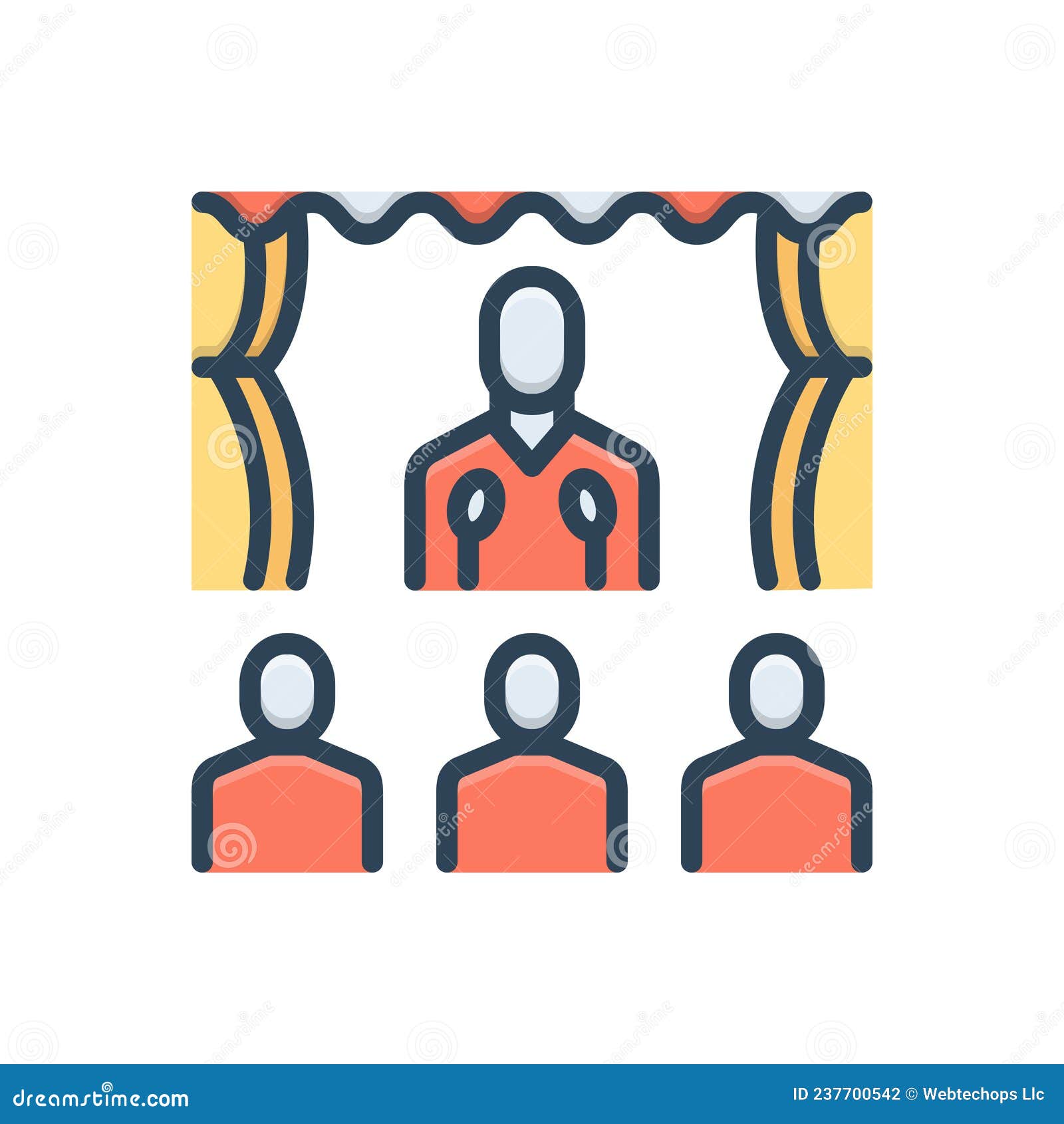 Color Illustration Icon for Perform, Curtain and Speech Stock ...
