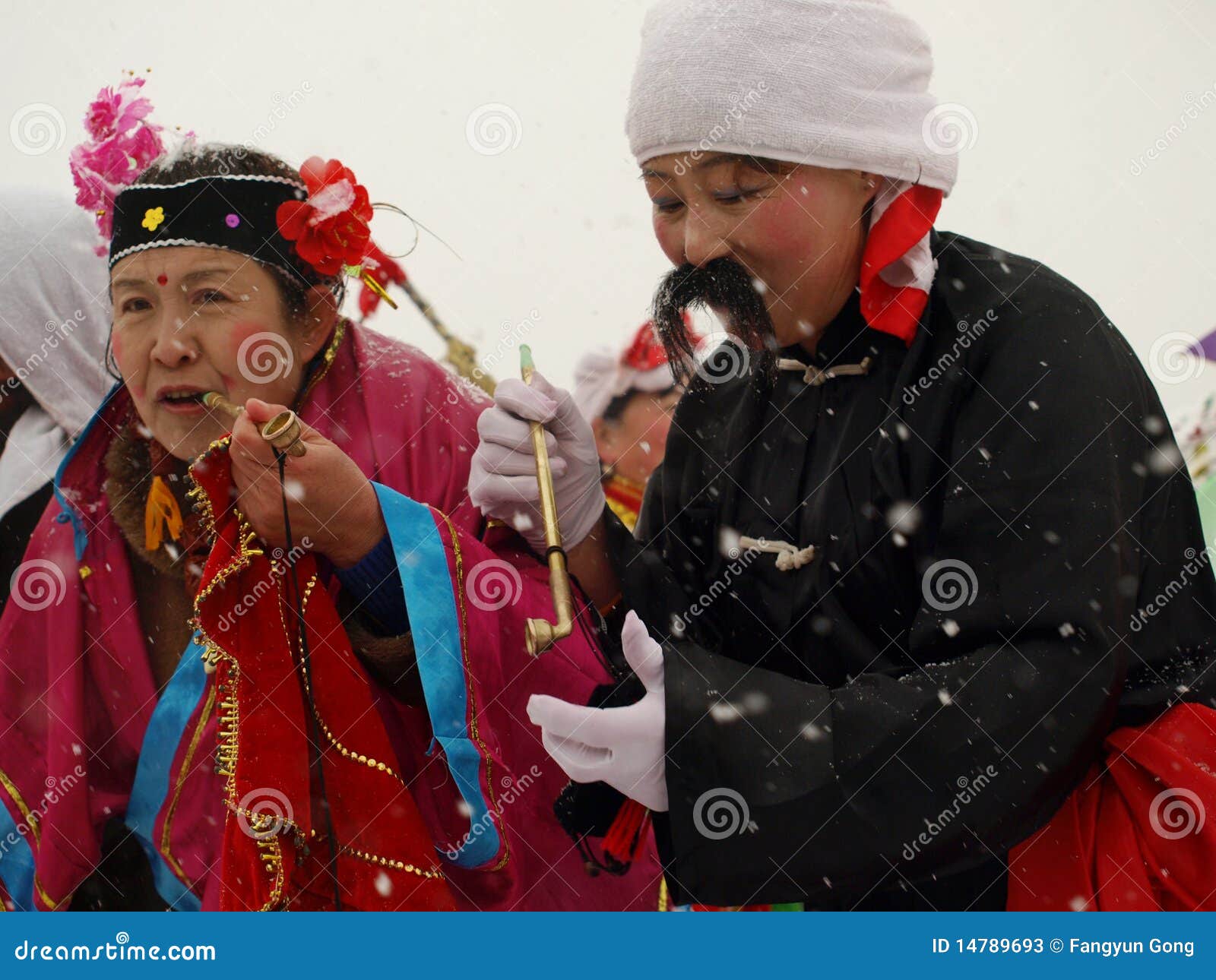 Perform Traditional Dance Yangge in the Snow Editorial Stock Photo ...