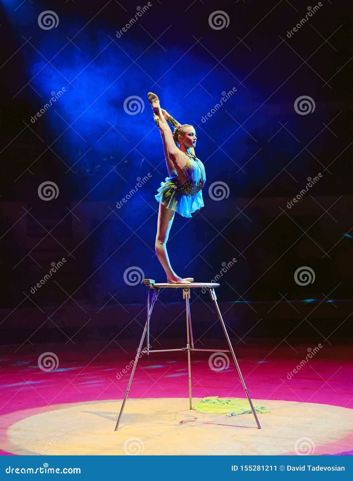 Performance of the Acrobat Girl in the Circus. Stock Image - Image of ...