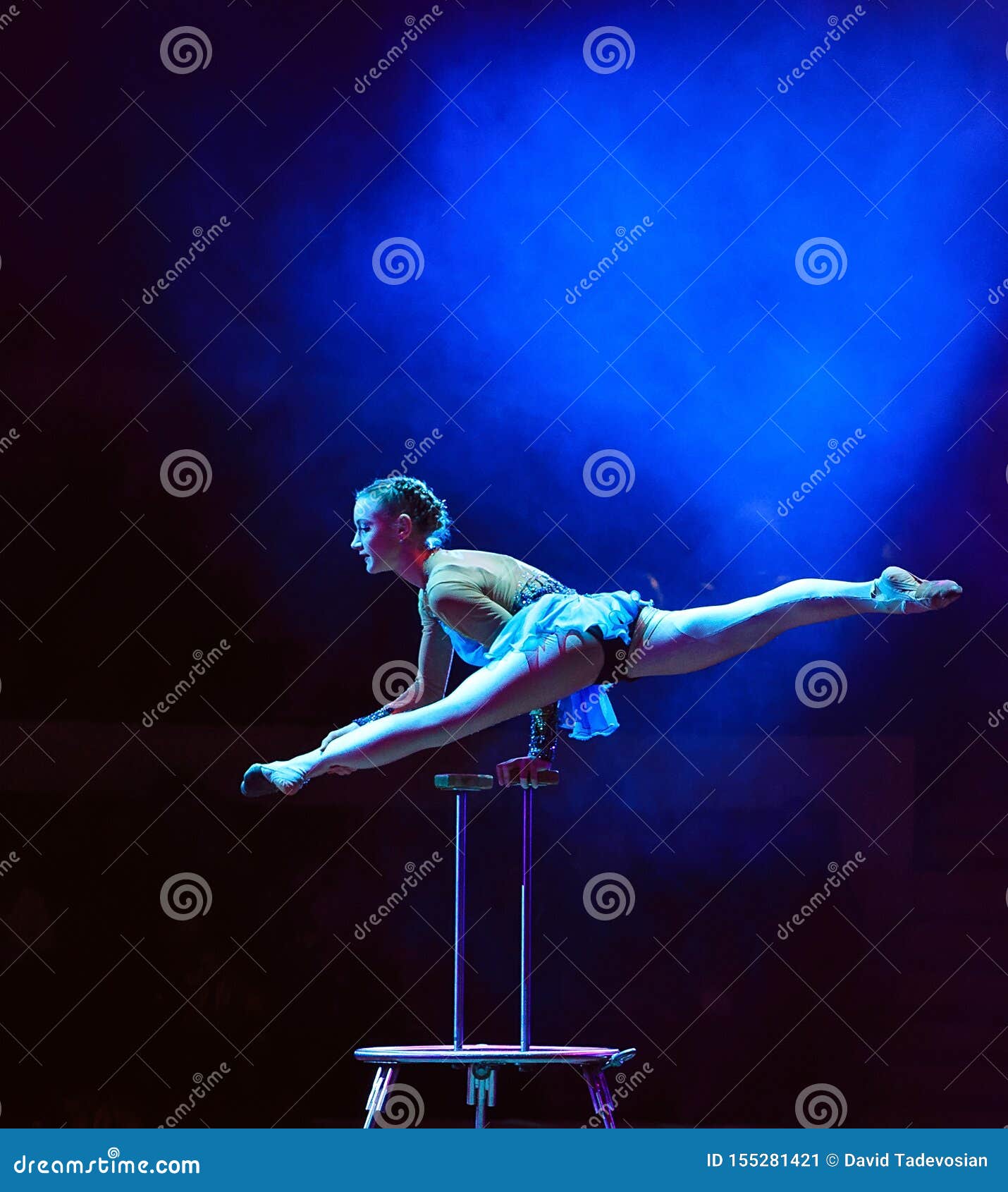 Performance of the Acrobat Girl in the Circus. Stock Image - Image of ...