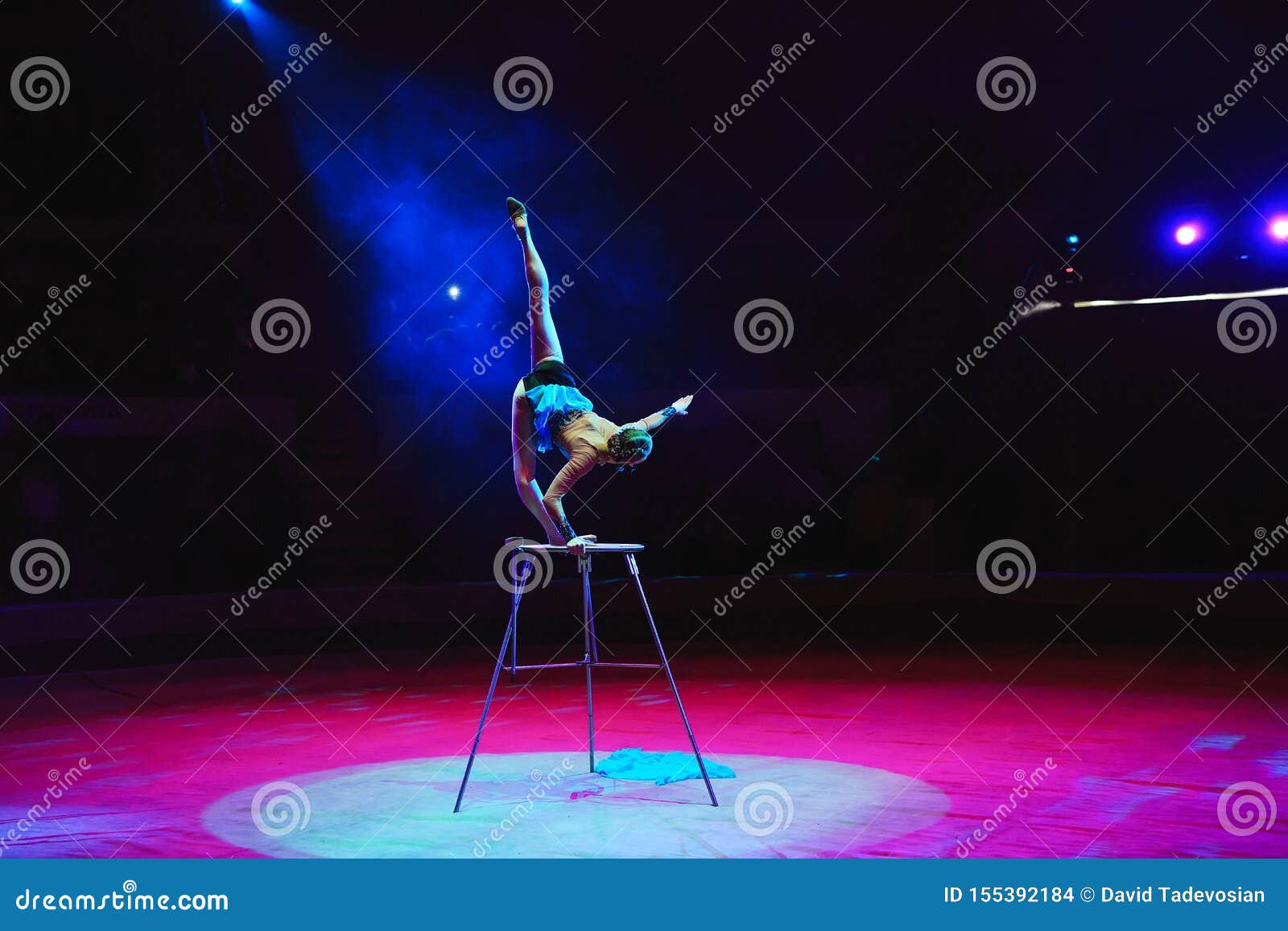 Performance of the Acrobat Girl in the Circus. Stock Photo - Image of ...