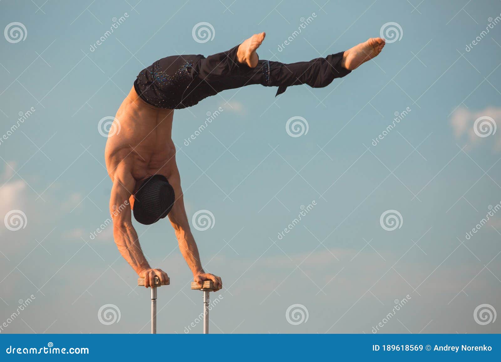 Performance of an Aerialist Outdoors during Sunset Stock Image - Image ...