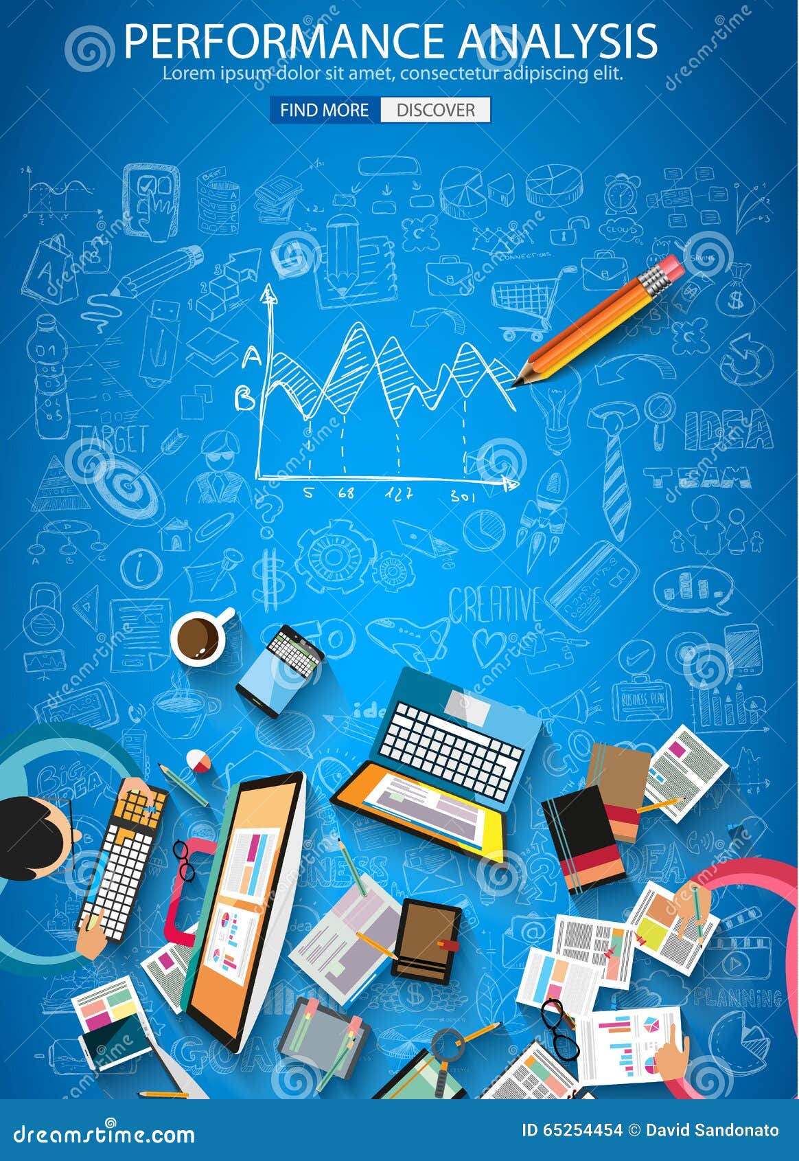Performance Analysis Concet with Doodle Design Style Stock Vector ...