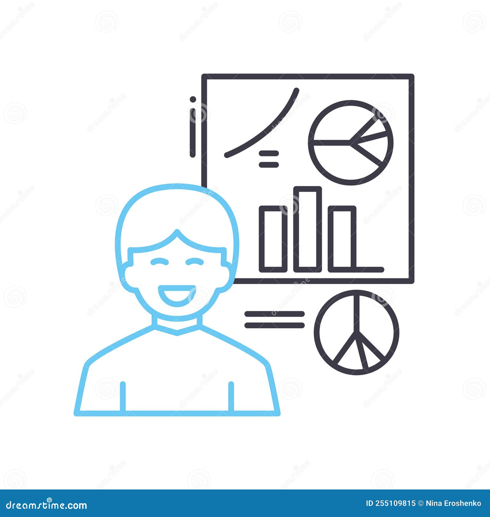 Performance Analyst Line Icon, Outline Symbol, Vector Illustration ...