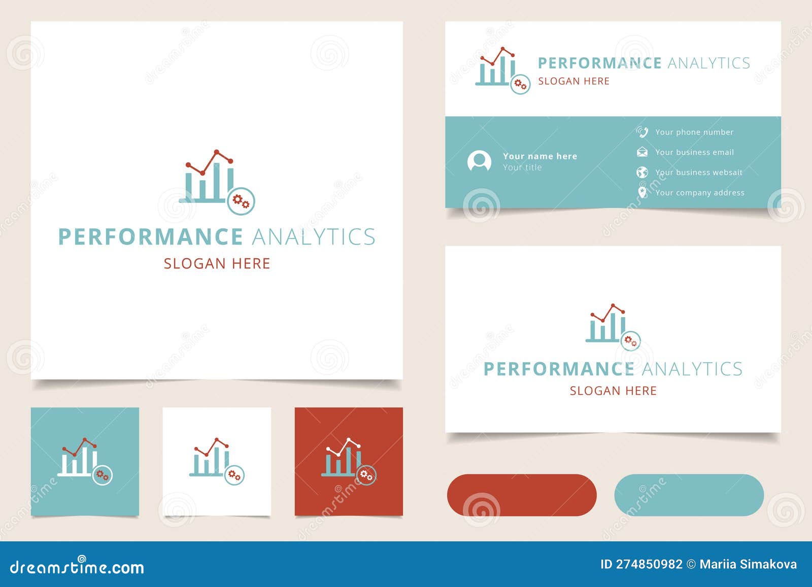 Performance Analytics Logo Design with Editable Slogan. Branding Book ...