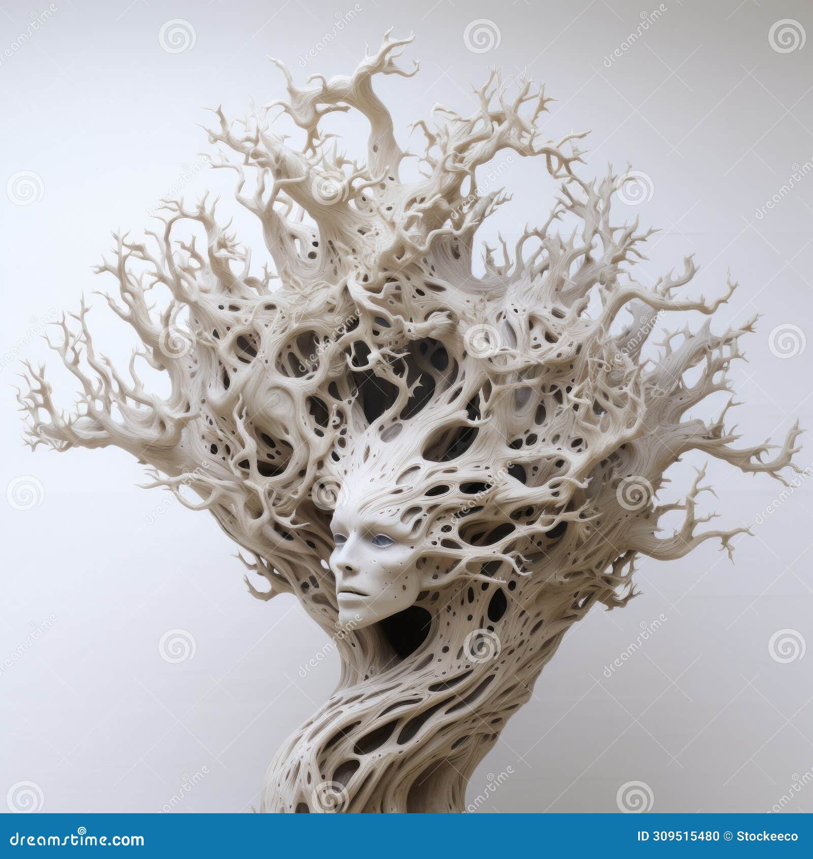 Performance Art Tree Carving on White Background Stock Illustration ...
