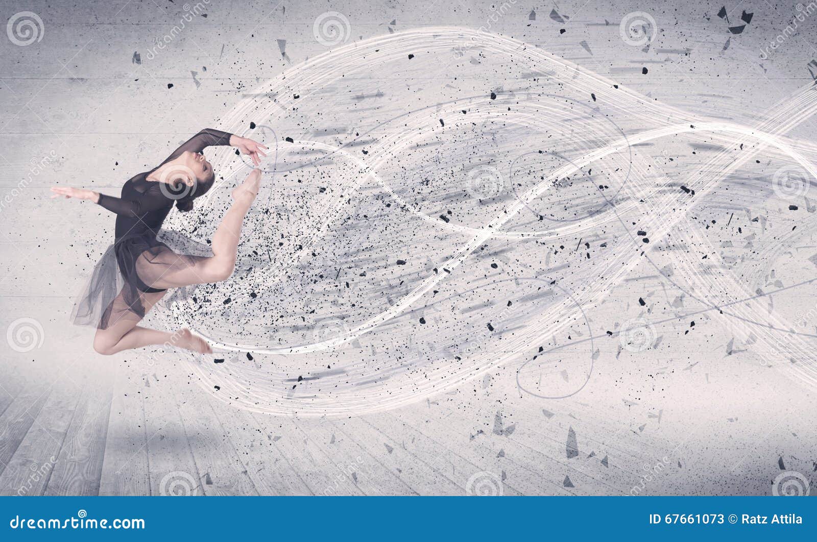 Performance Ballet Dancer Jumping with Energy Explosion Particle Stock ...