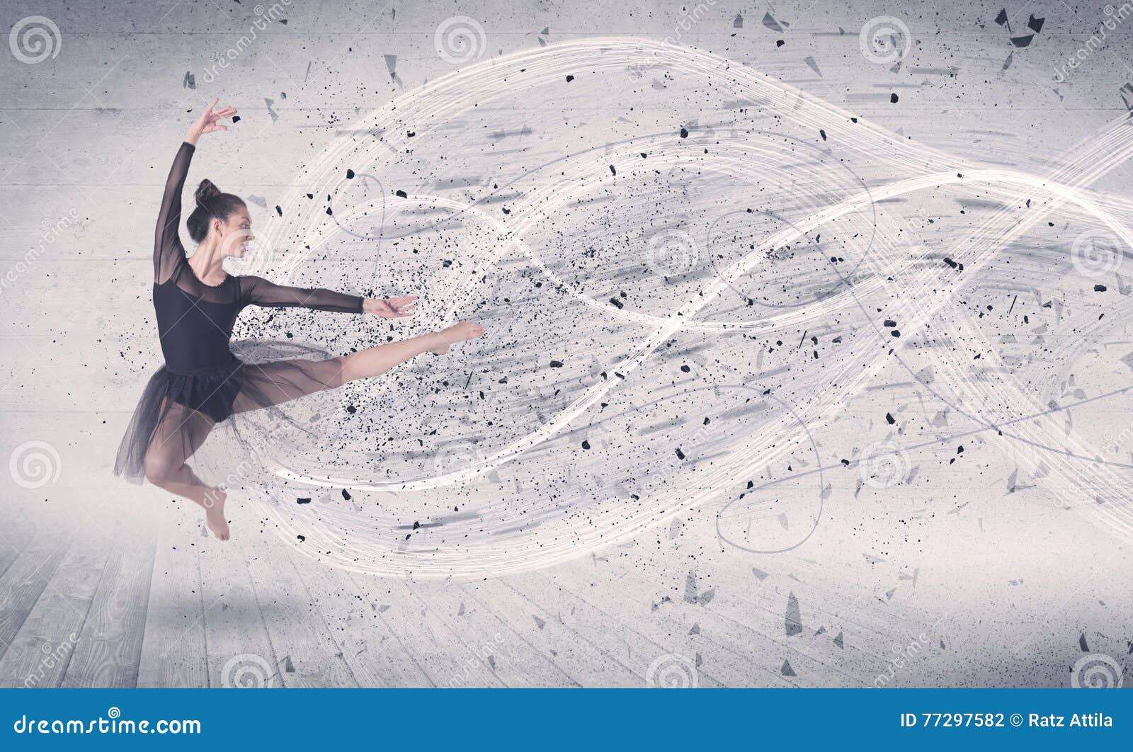 Performance Ballet Dancer Jumping with Energy Explosion Particle Stock ...