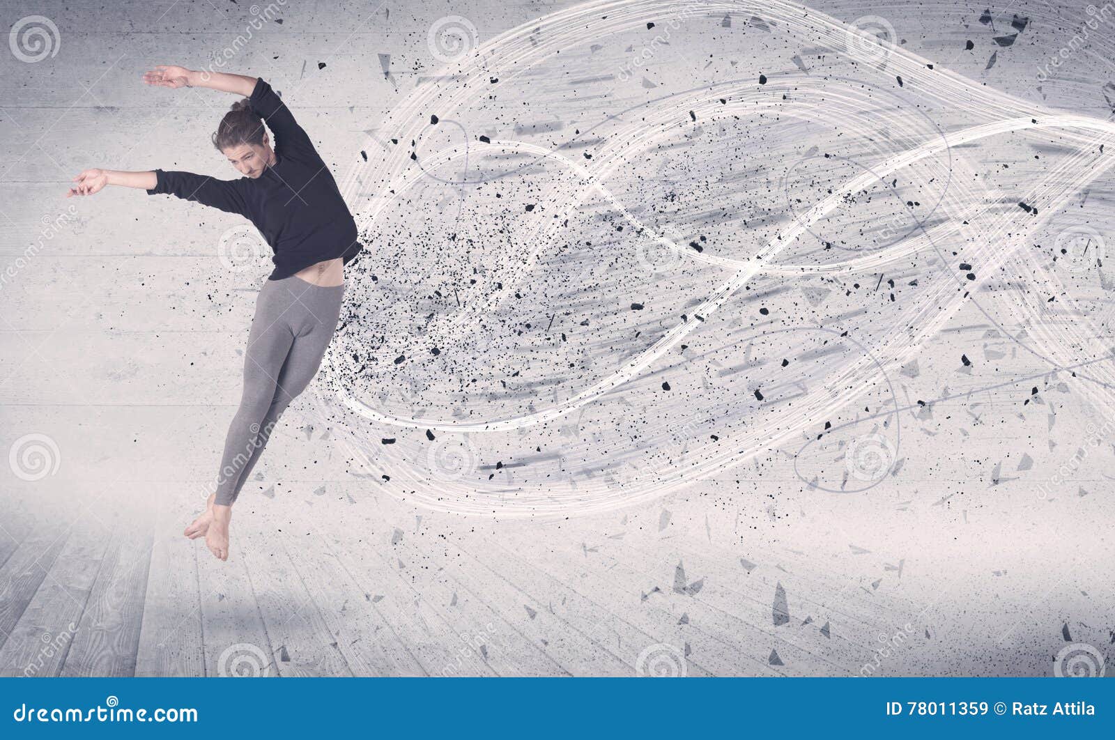 Performance Ballet Dancer Jumping with Energy Explosion Particle Stock ...