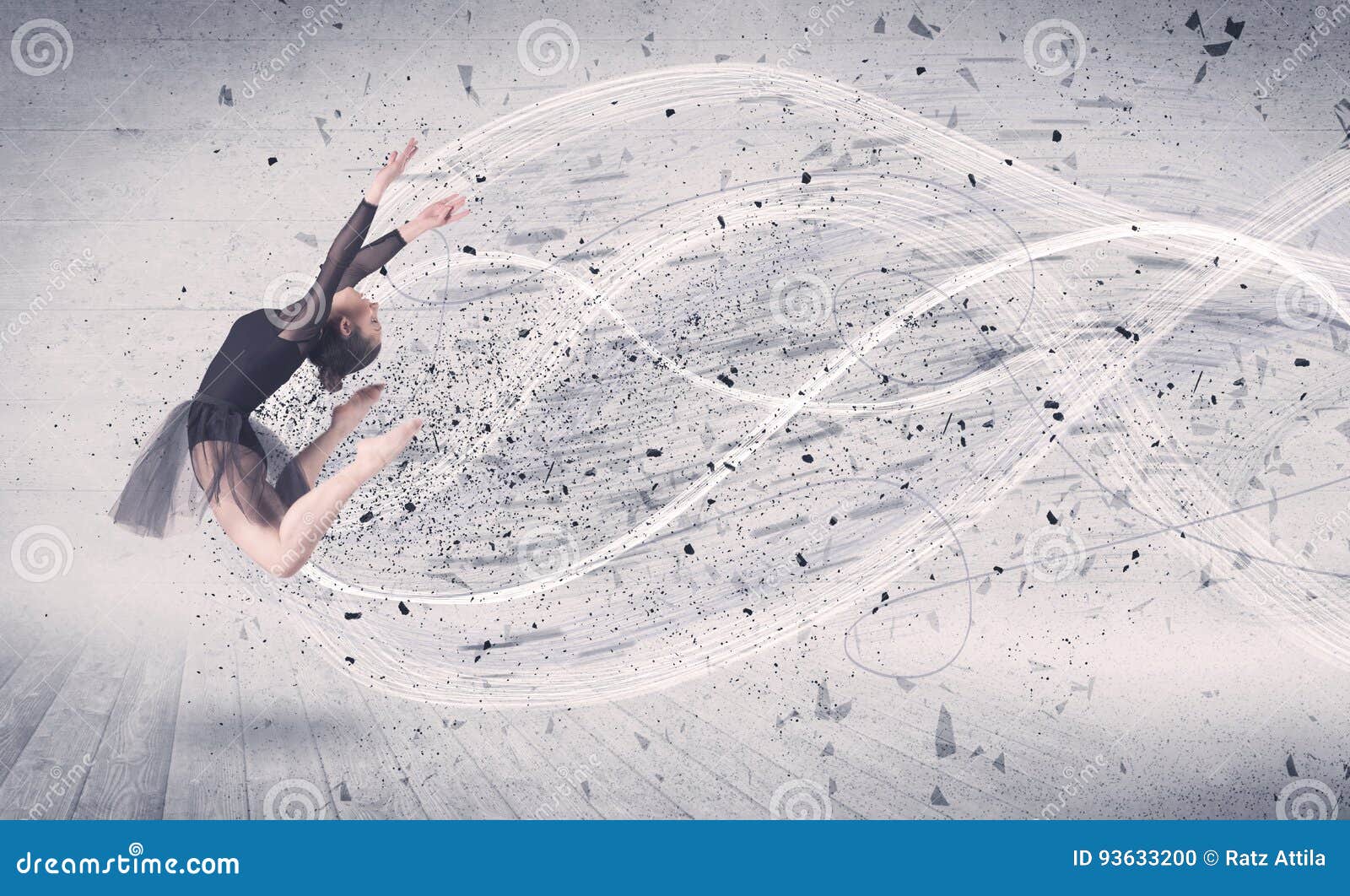 Performance Ballet Dancer Jumping with Energy Explosion Particle Stock ...