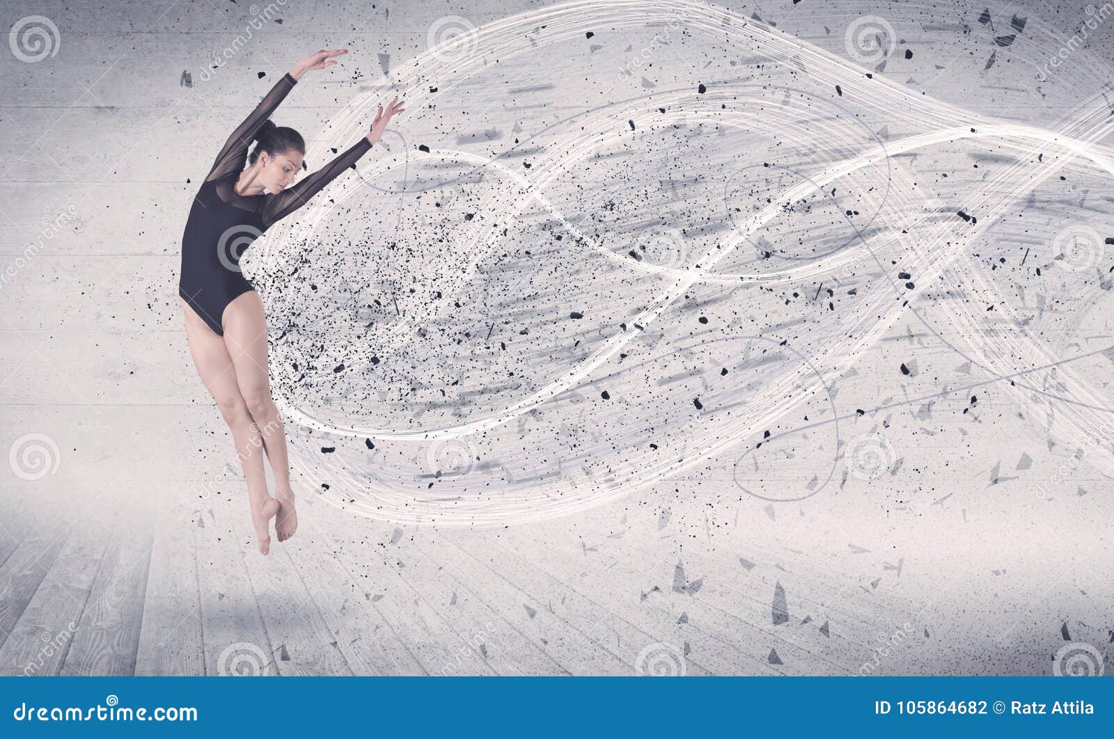 Performance Ballet Dancer Jumping with Energy Explosion Particle Stock ...