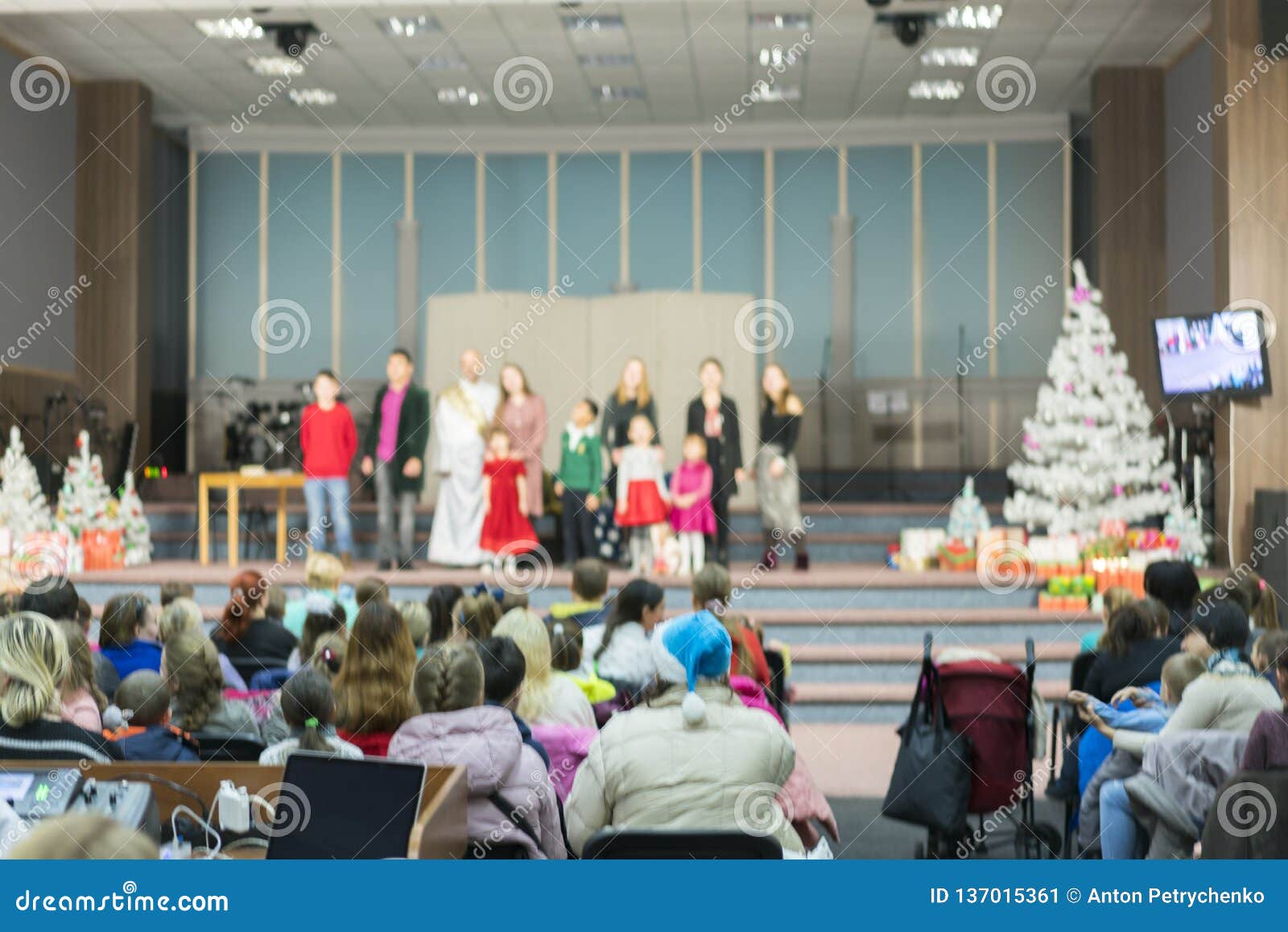 Performance for Children on Stage. Children on Stage Perform in Front ...