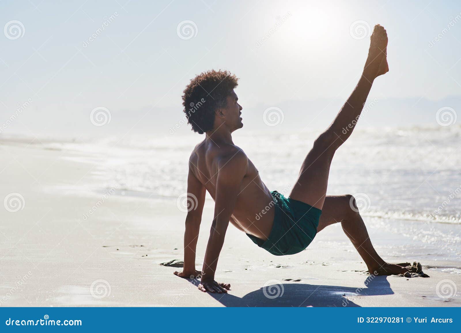 Performance, Dance and Man on Beach with Movement for Choreography ...