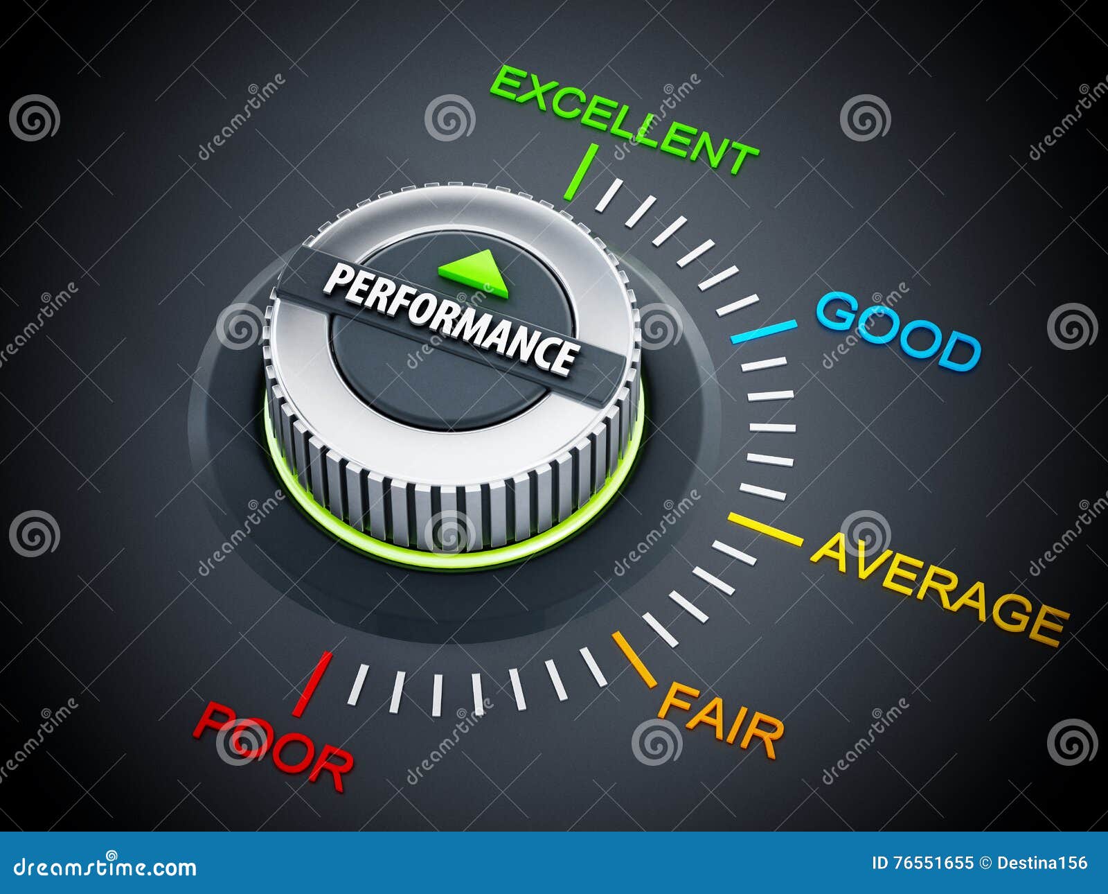 Performance Dial Button. 3D Illustration Stock Illustration ...