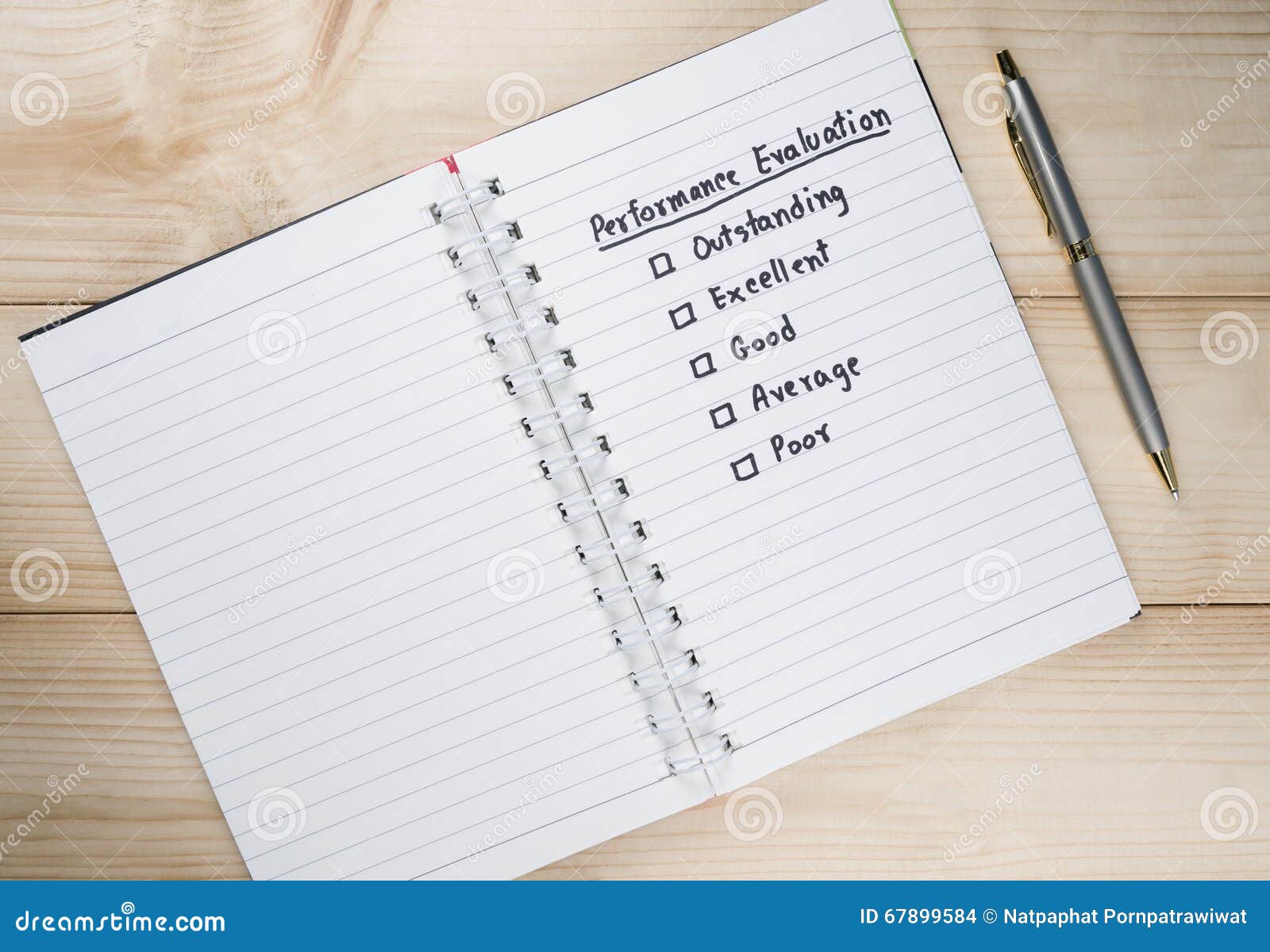 Performance Evaluation Check Box 10 Stock Photo - Image of note ...