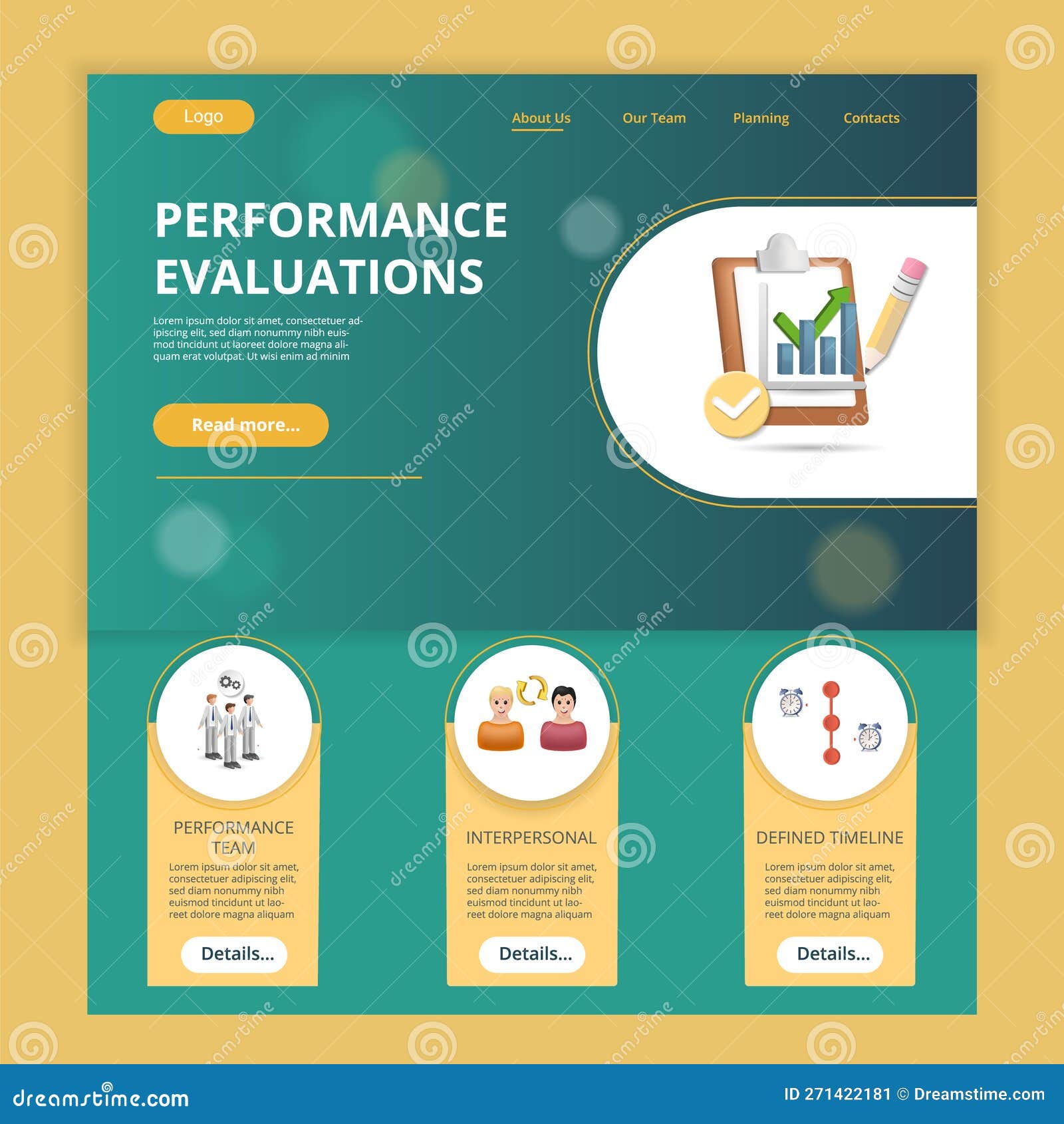 Performance Evaluations Flat Landing Page Website Template. Performance ...