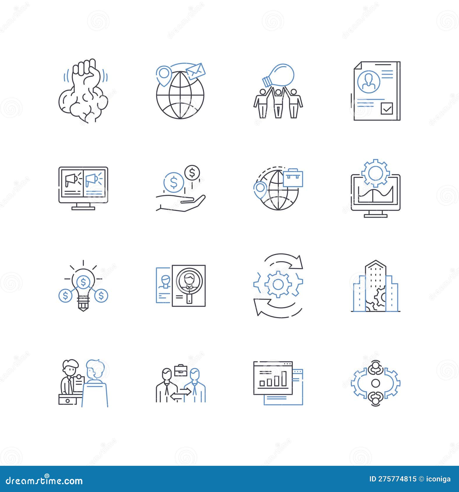 Performance Growth Line Icons Collection. Development, Advancement ...