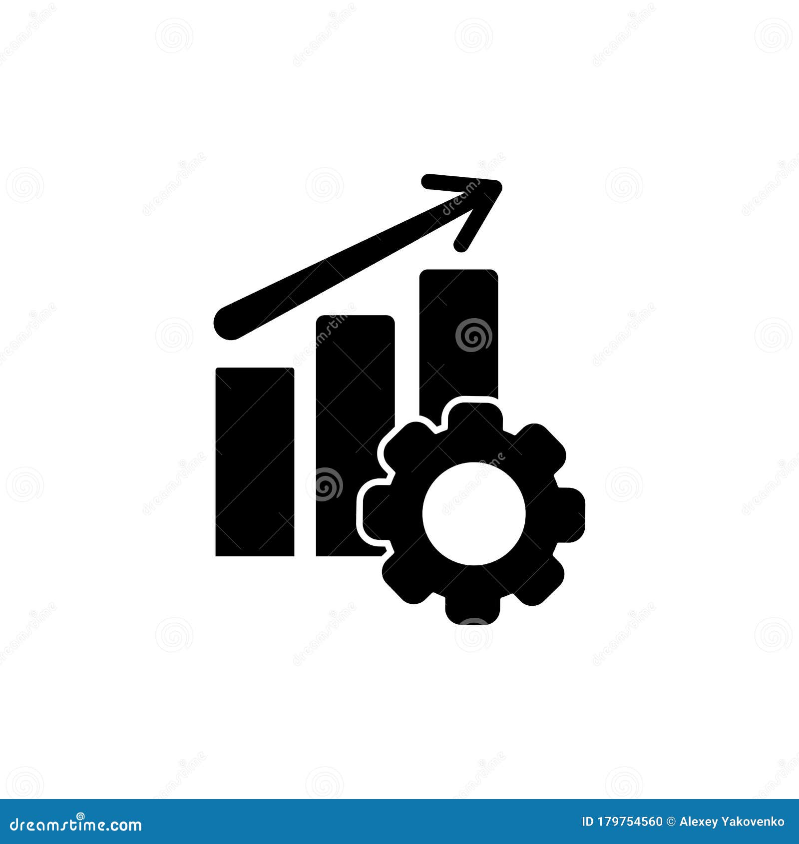 Performance Icon, Chart, Progress, Up Arrow and Gear in Black Simple ...