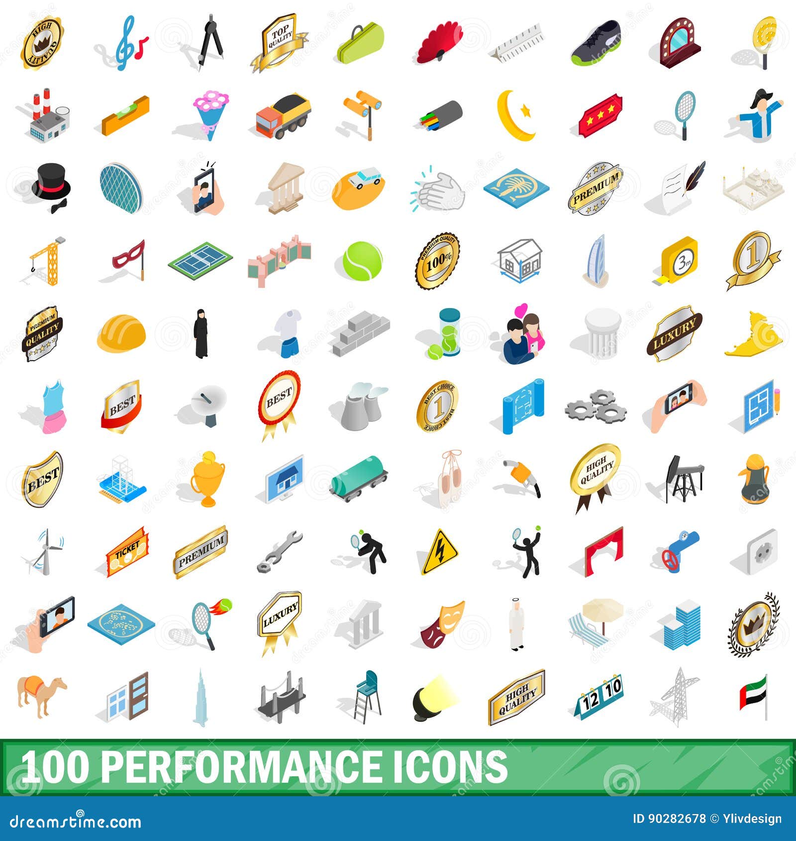 100 Performance Icons Set, Isometric 3d Style Stock Vector ...