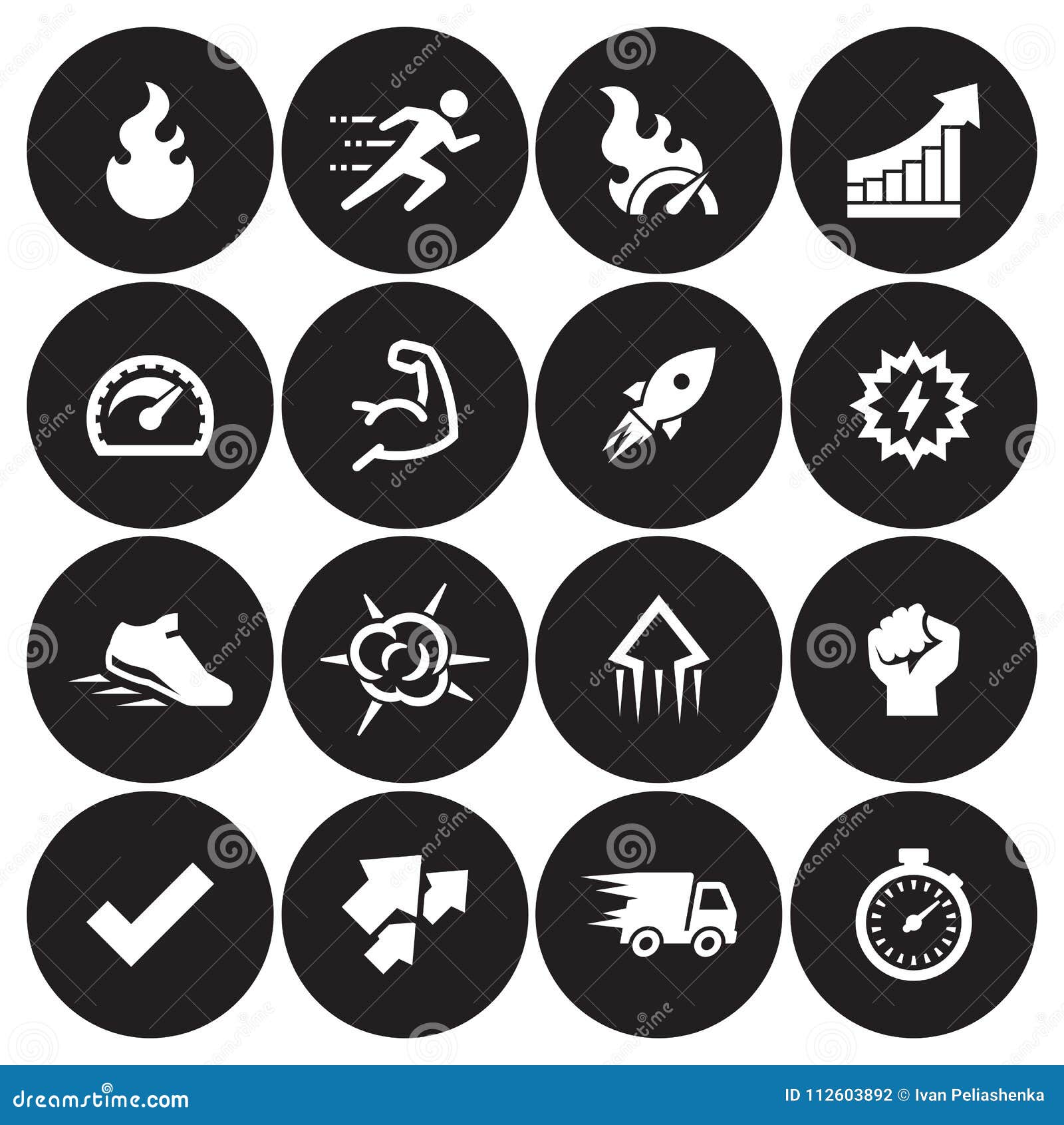 Performance Icons Set stock illustration. Illustration of growth ...