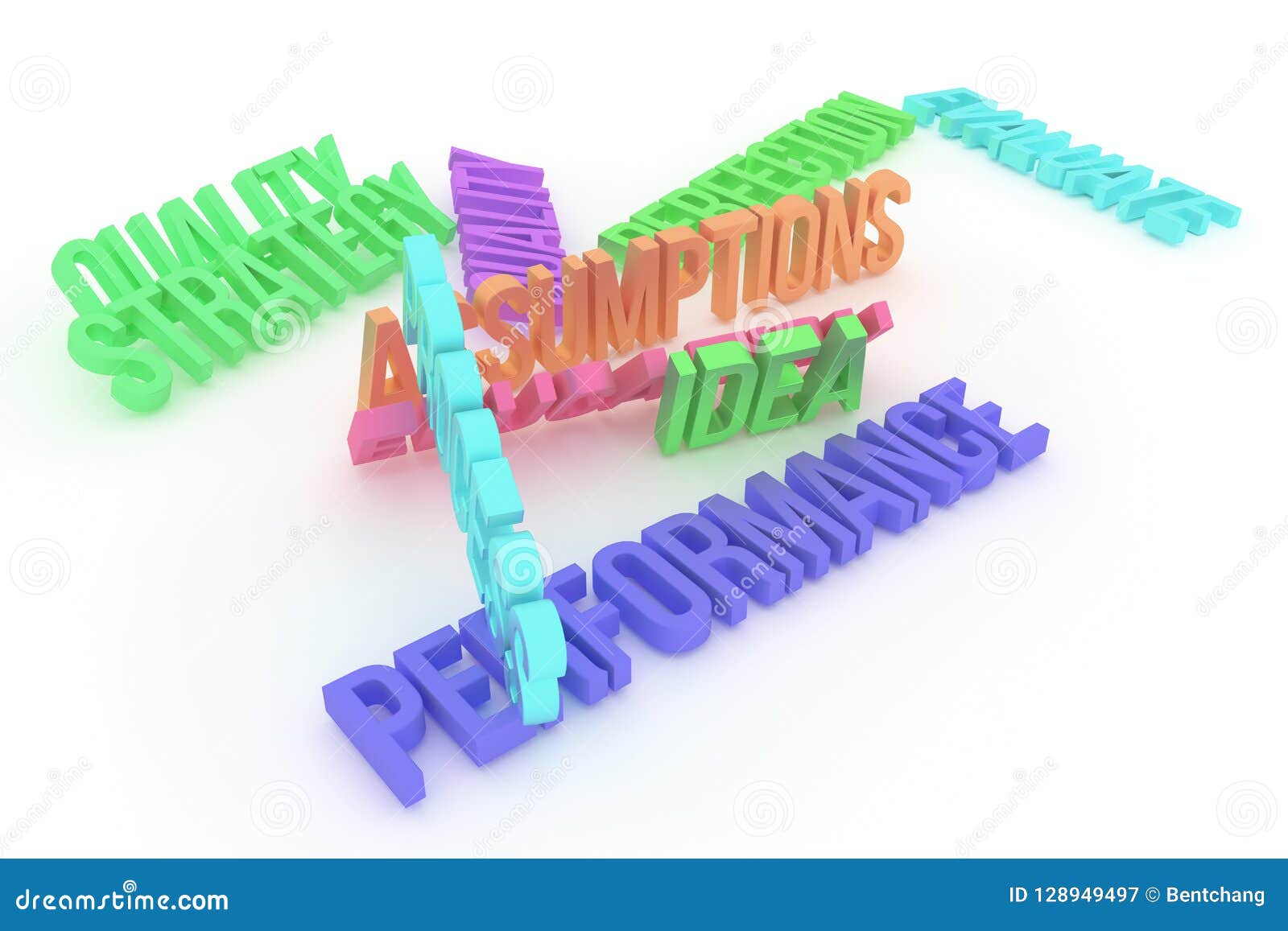 Performance, Idea, Business Conceptual Colorful 3D Rendered Words ...