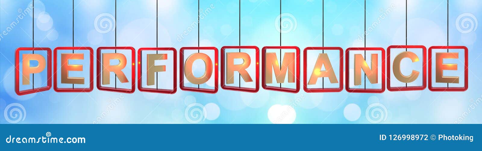 Performance Letters Hanging Stock Illustration - Illustration of blue ...