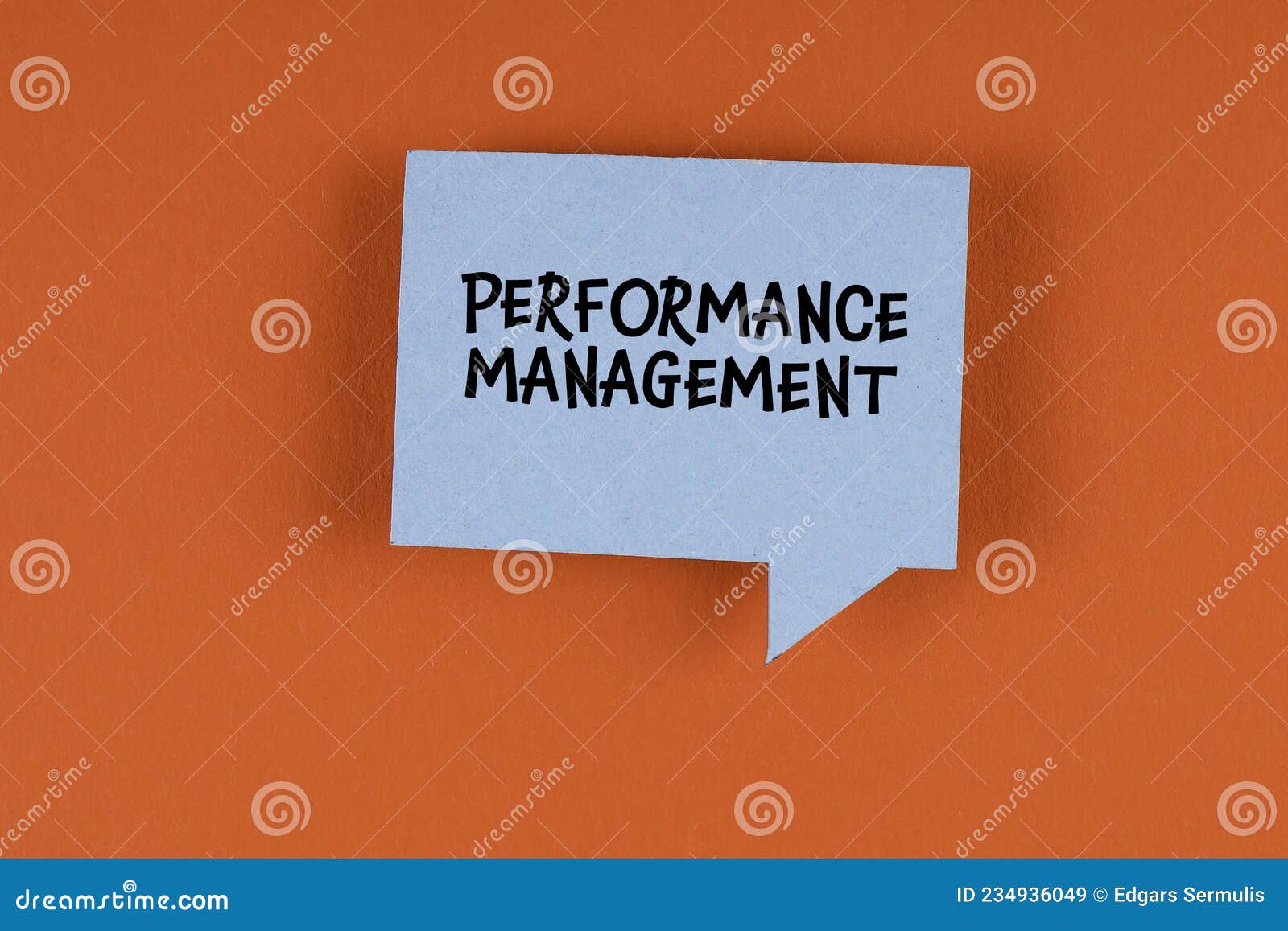 Performance Management. Blue Speech Bubble on a Red Background Stock ...