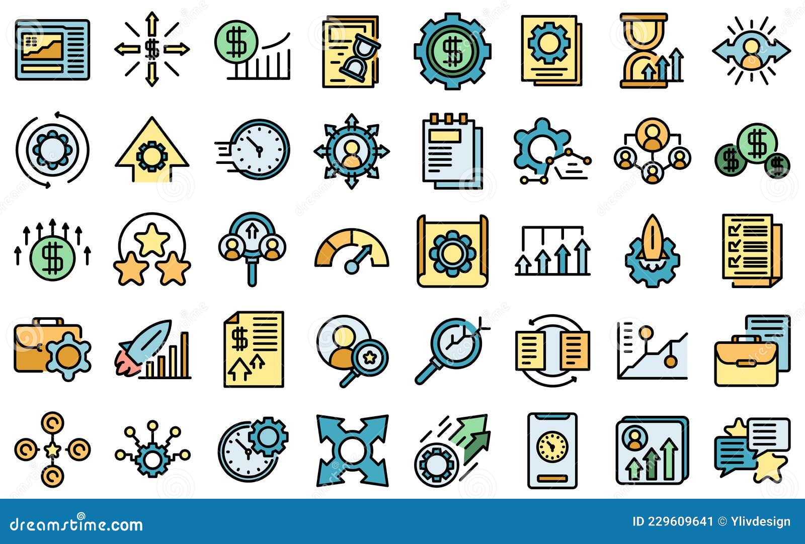 Performance Management Icons Set Line Color Vector Stock Vector ...