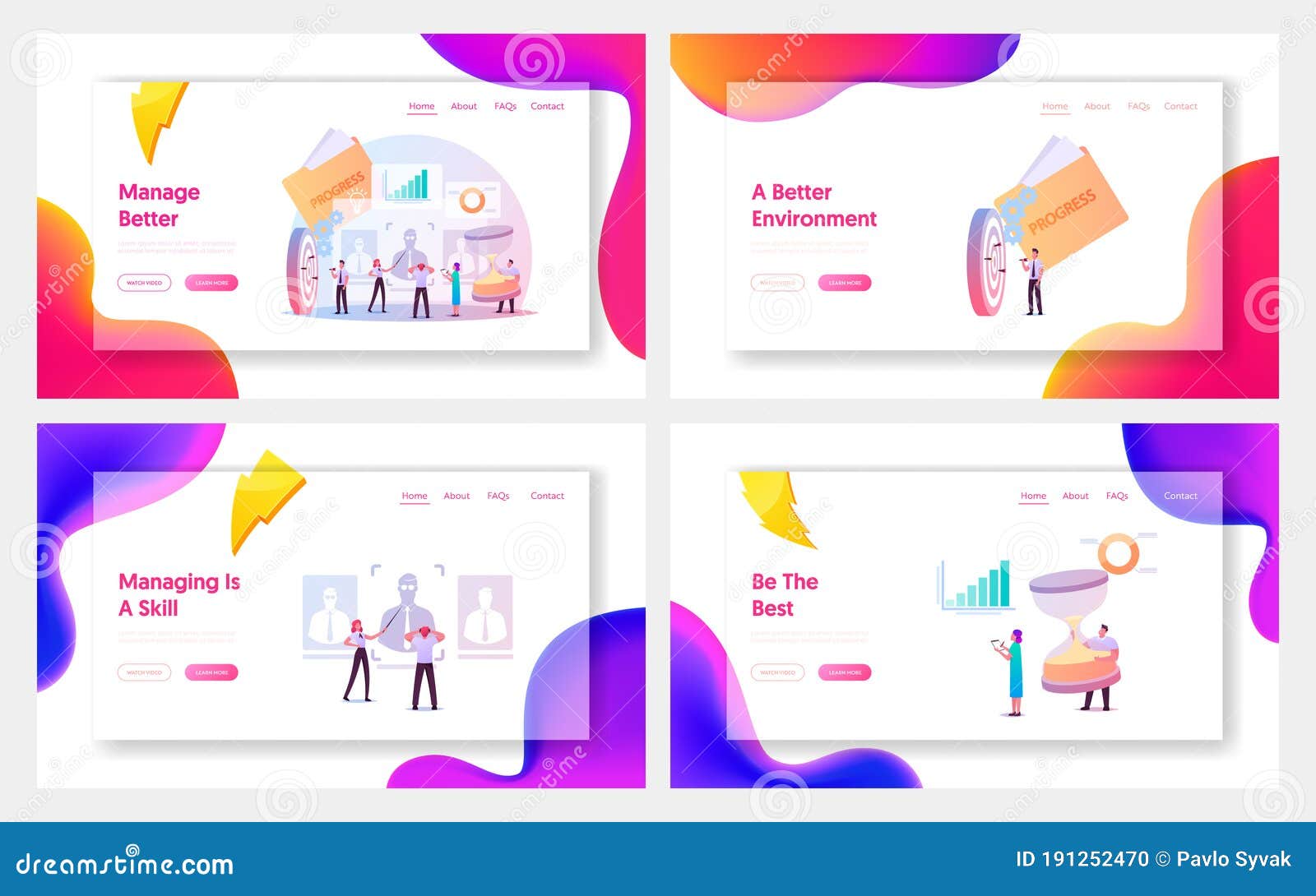 Performance Management Landing Page Template Set. Characters Ensuring ...