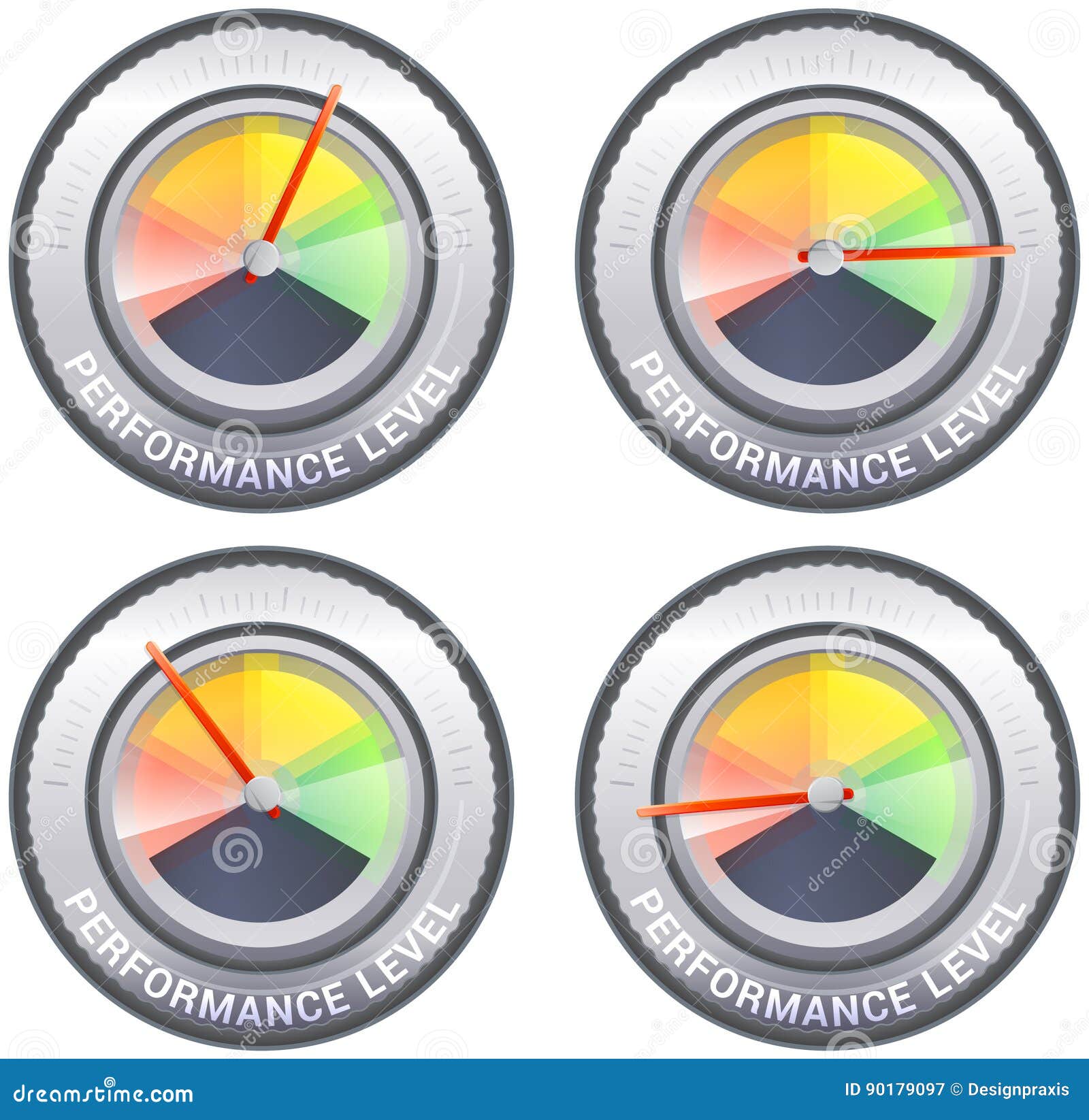 Performance Meter - 4 Stage Illustration Stock Vector - Illustration of ...