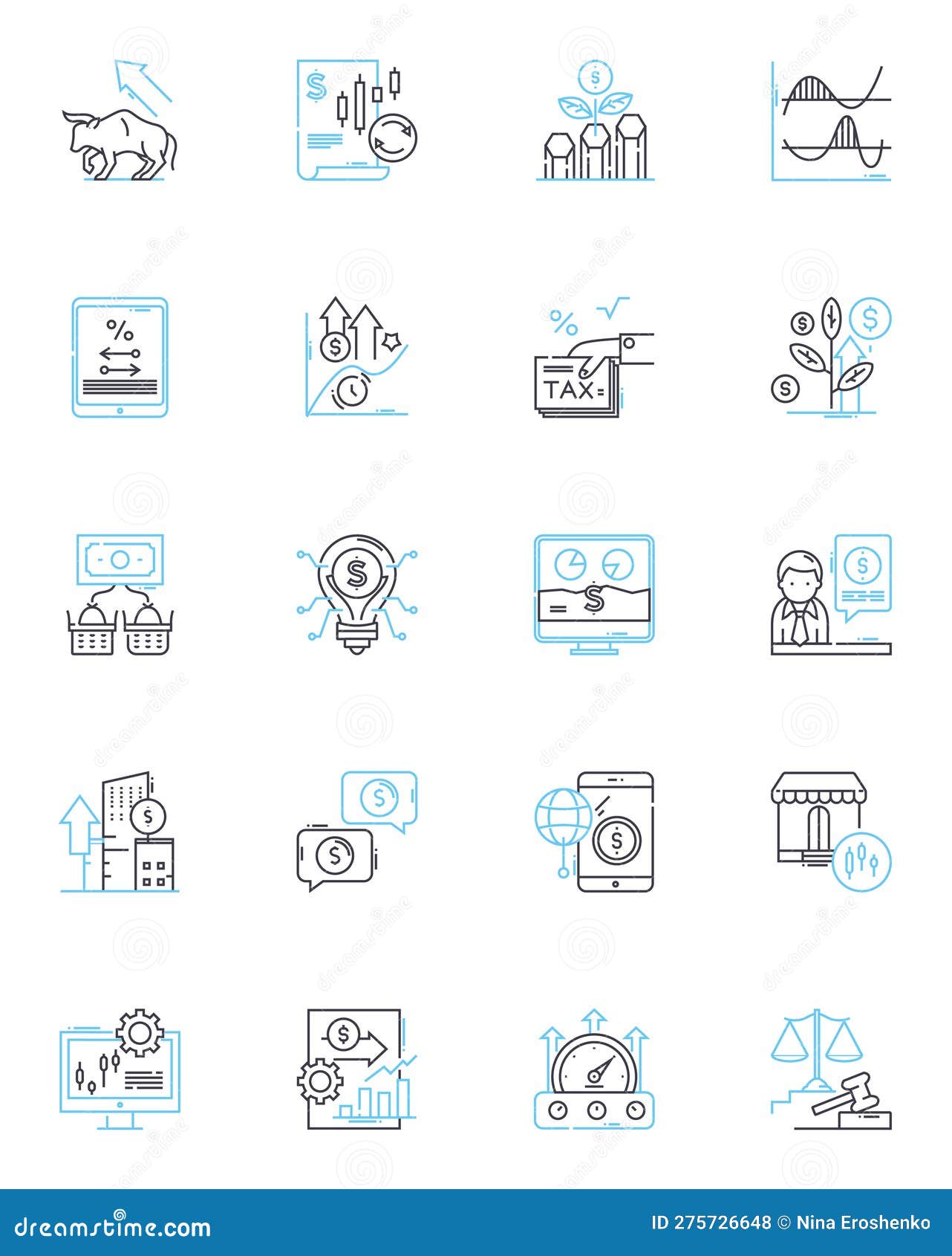 Performance Metrics Linear Icons Set Efficiency Accuracy