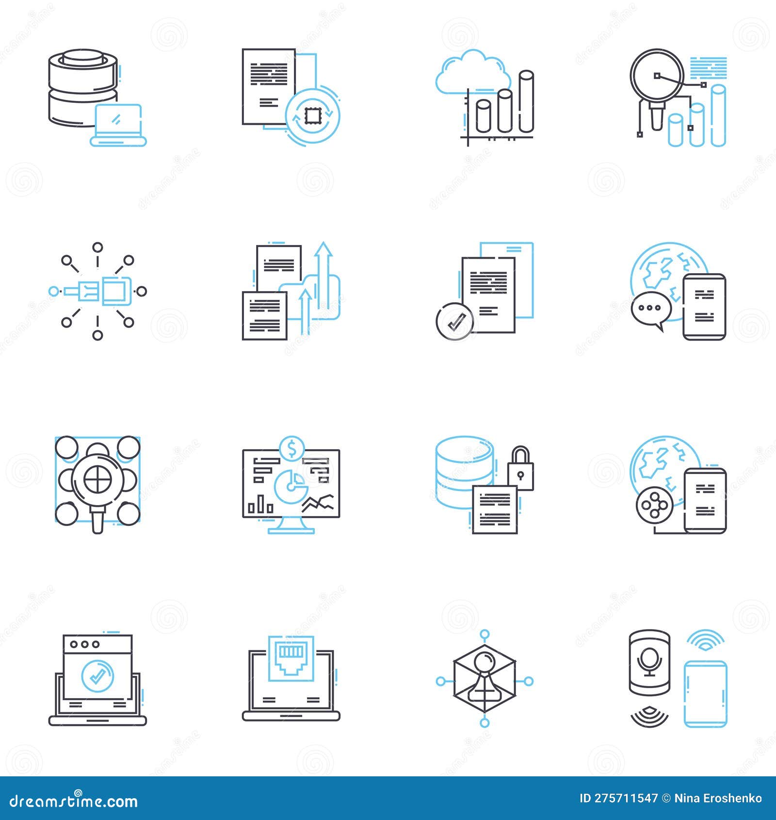 Performance Metrics Linear Icons Set Evaluation Analysis Metrics
