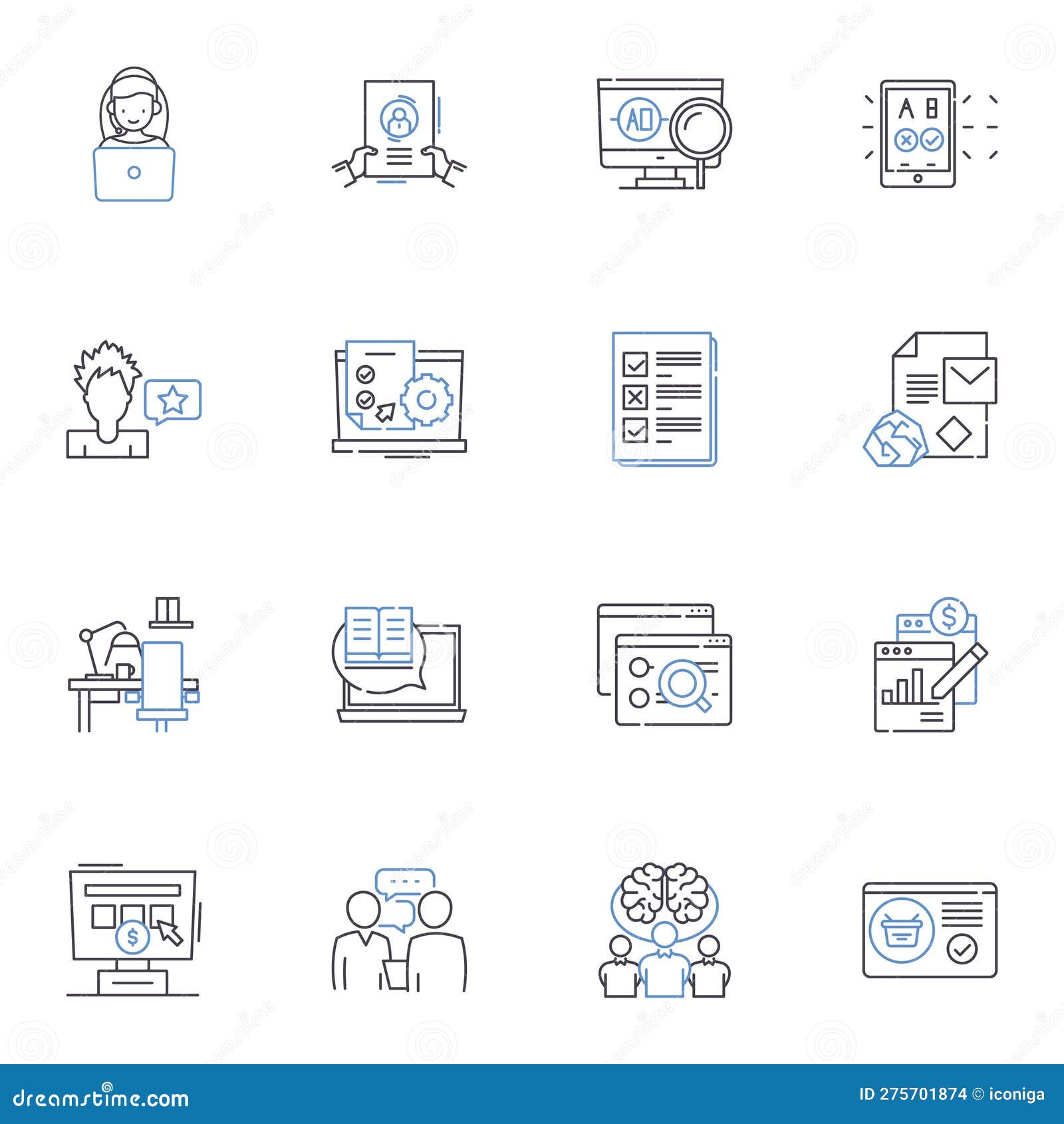 Performance Metrics Line Icons Collection Evaluation Analysis Kpis