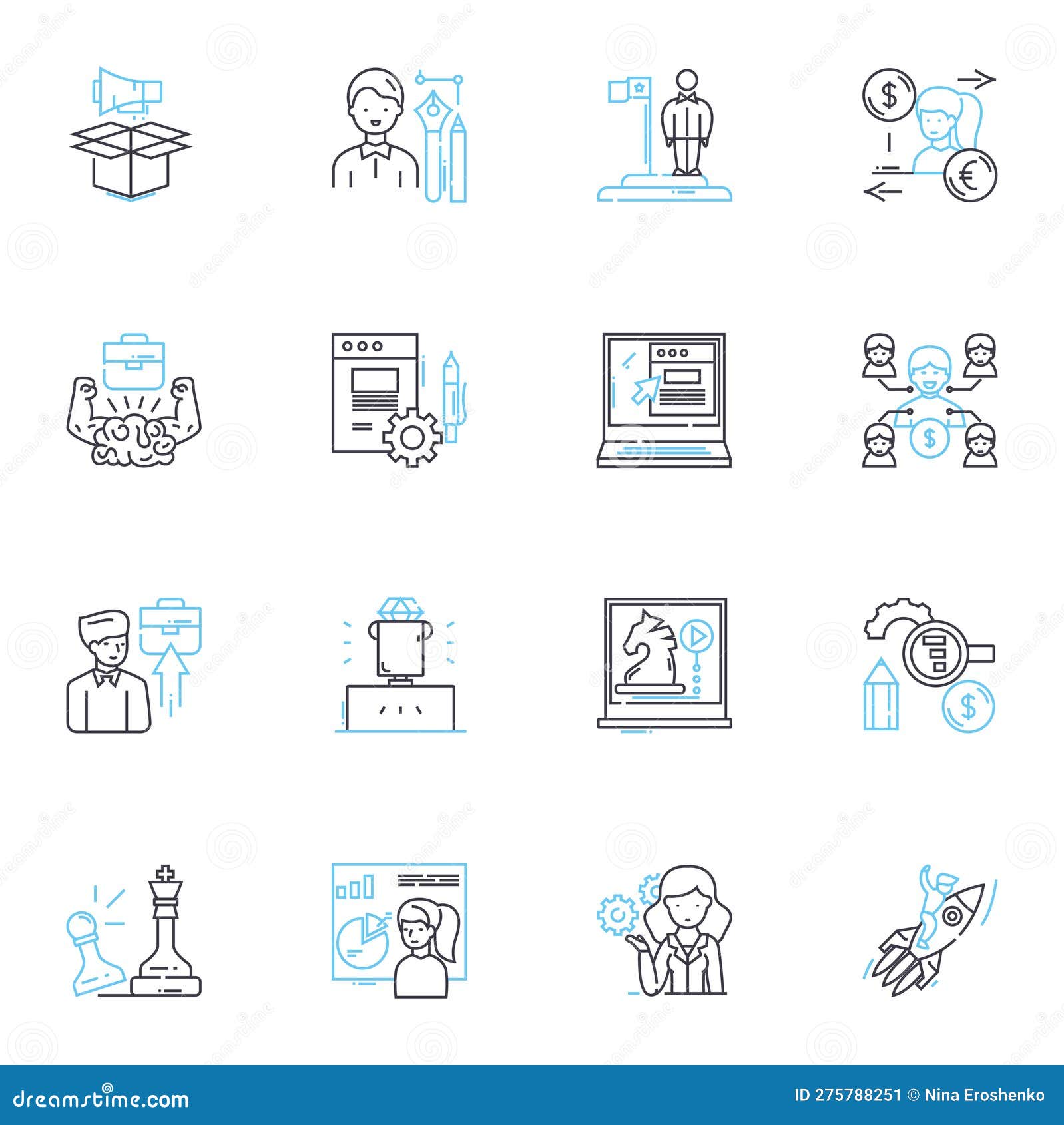 Performance Optimization Linear Icons Set Efficiency Streamlining Maximizing Acceleration