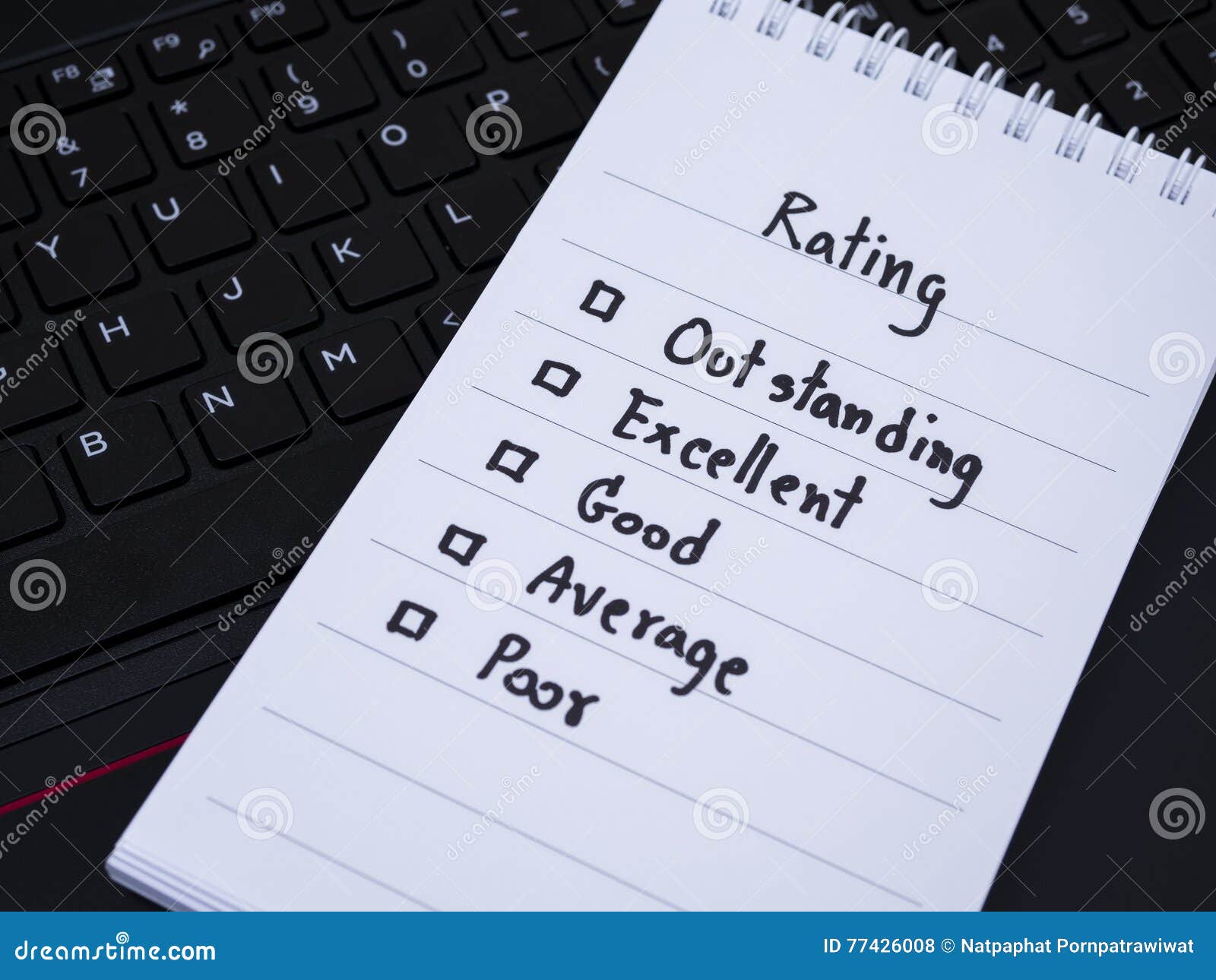 Performance Rating on Laptop Key Board 1 Stock Photo - Image of ...