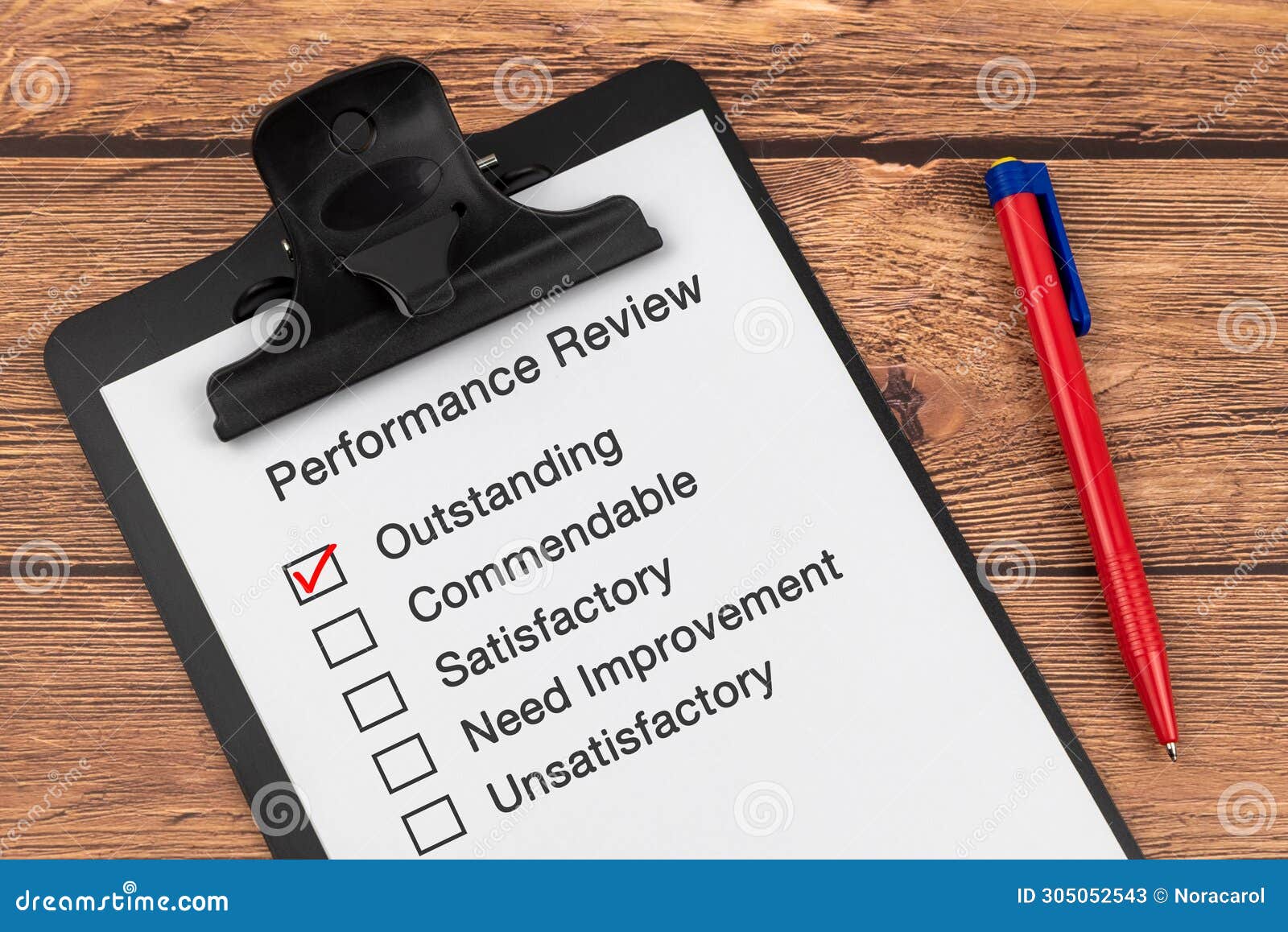 Performance Review Check List with Pen Stock Image - Image of filling ...