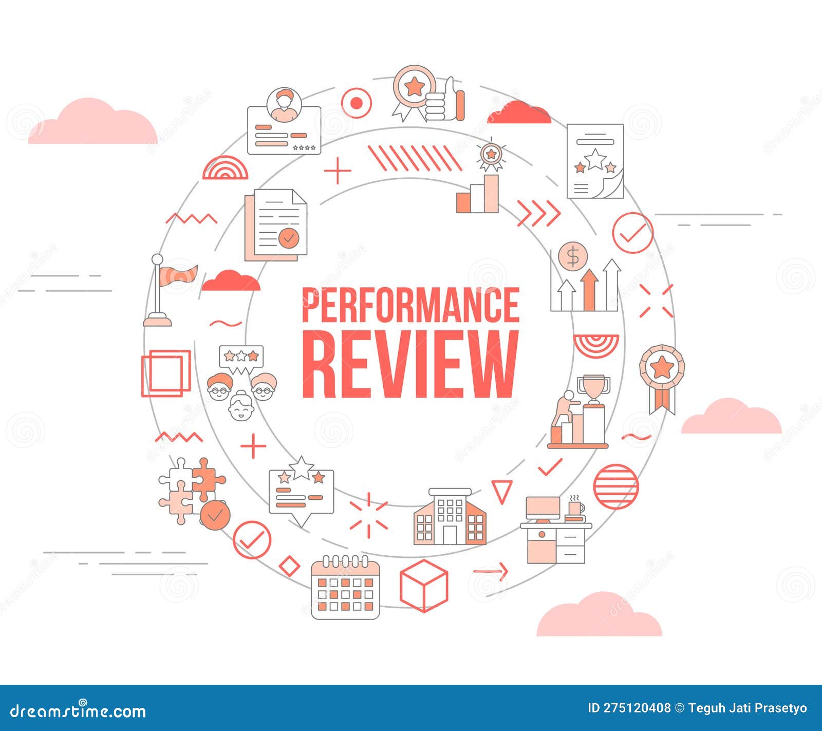 Performance Review Concept with Icon Set Template Banner and Circle ...